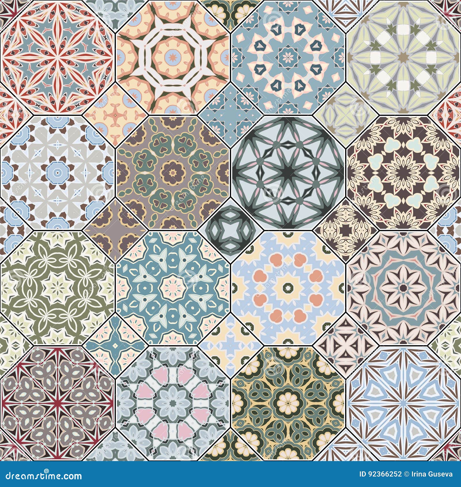 Set of Octagonal and Square Patterns. Stock Vector - Illustration of ...