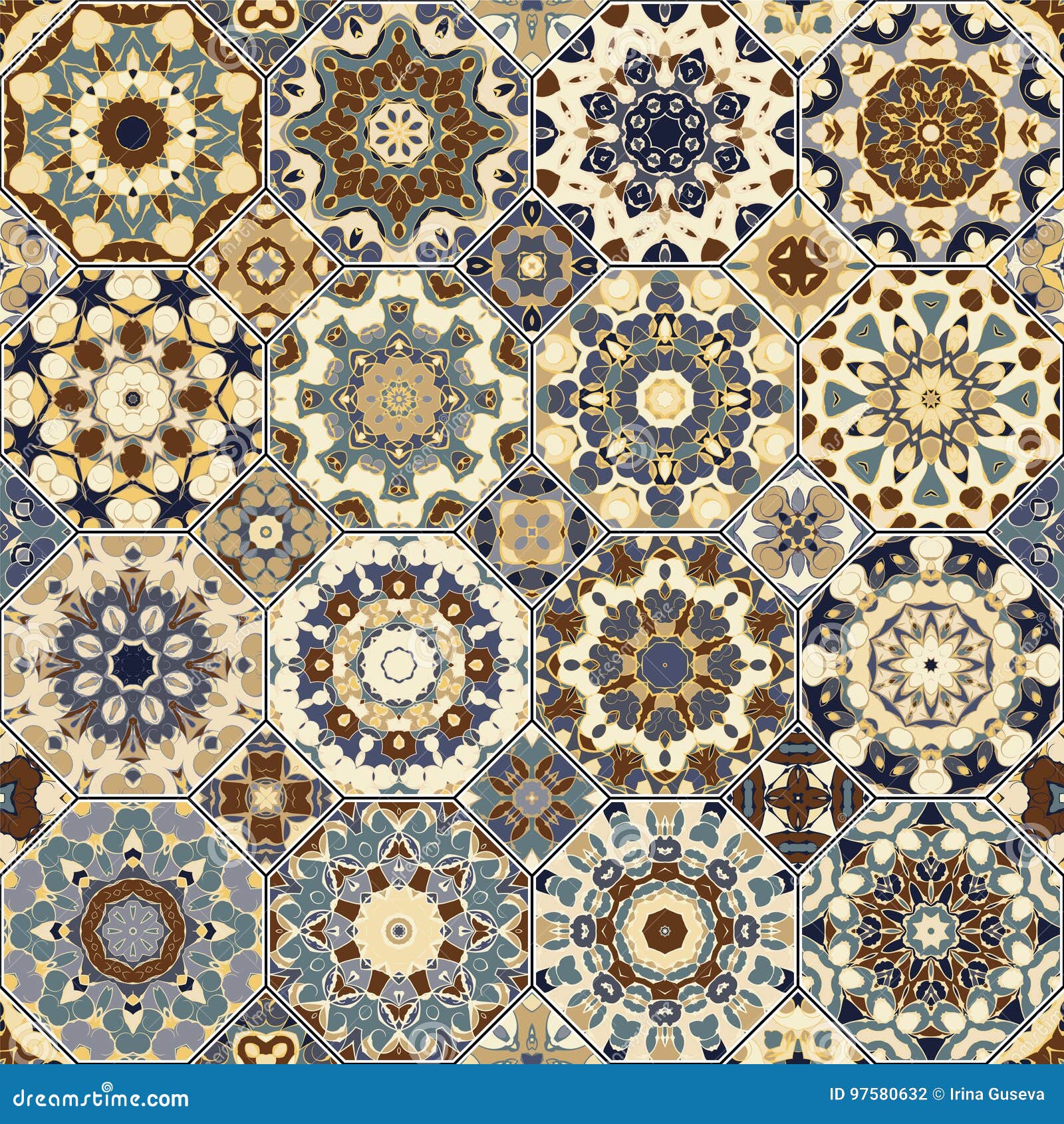 Set of Octagonal and Square Patterns. Stock Vector - Illustration of ...