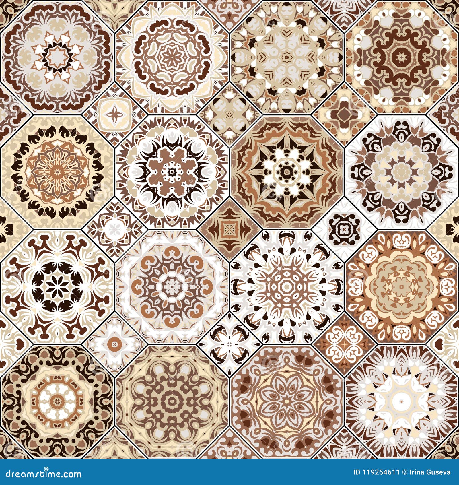 Set of Octagonal and Square Patterns. Stock Vector - Illustration of ...