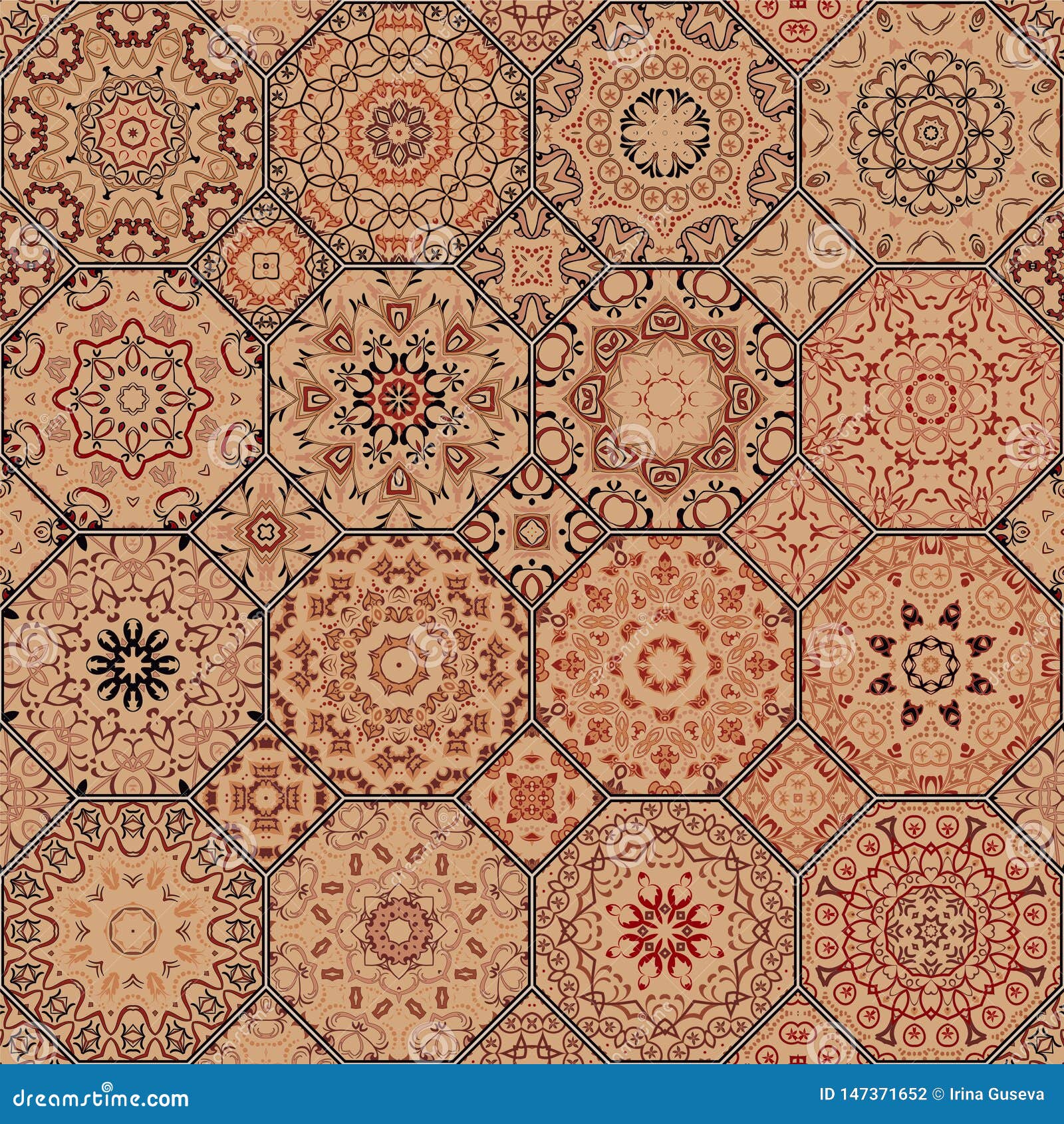 Set of Octagonal and Square Patterns Stock Vector - Illustration of ...