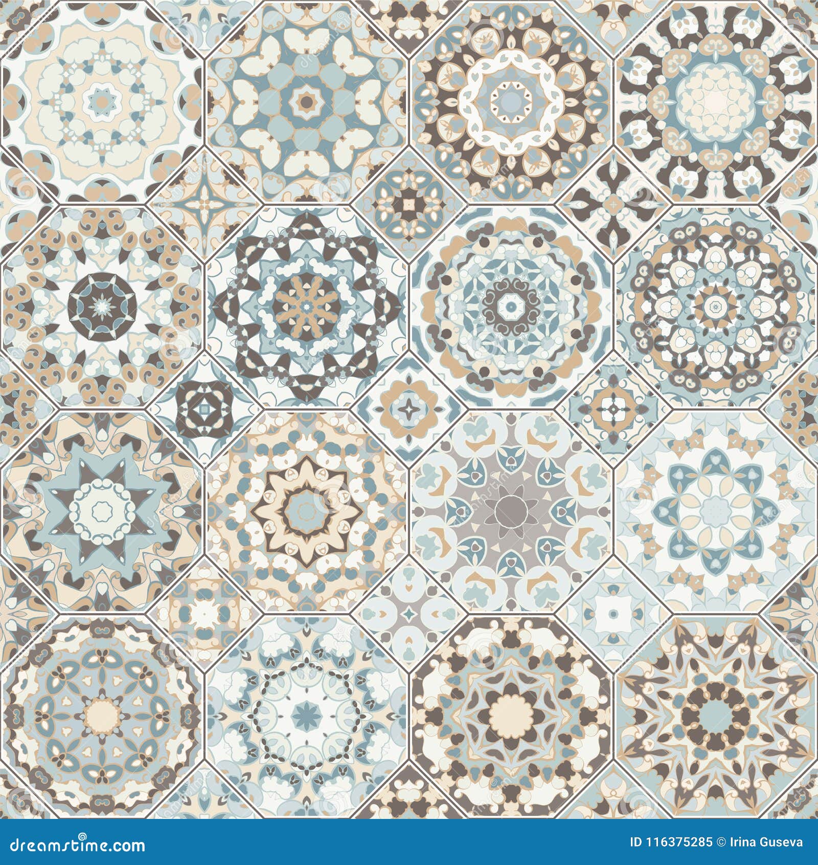 Set of Octagonal and Square Patterns. Stock Vector - Illustration of ...