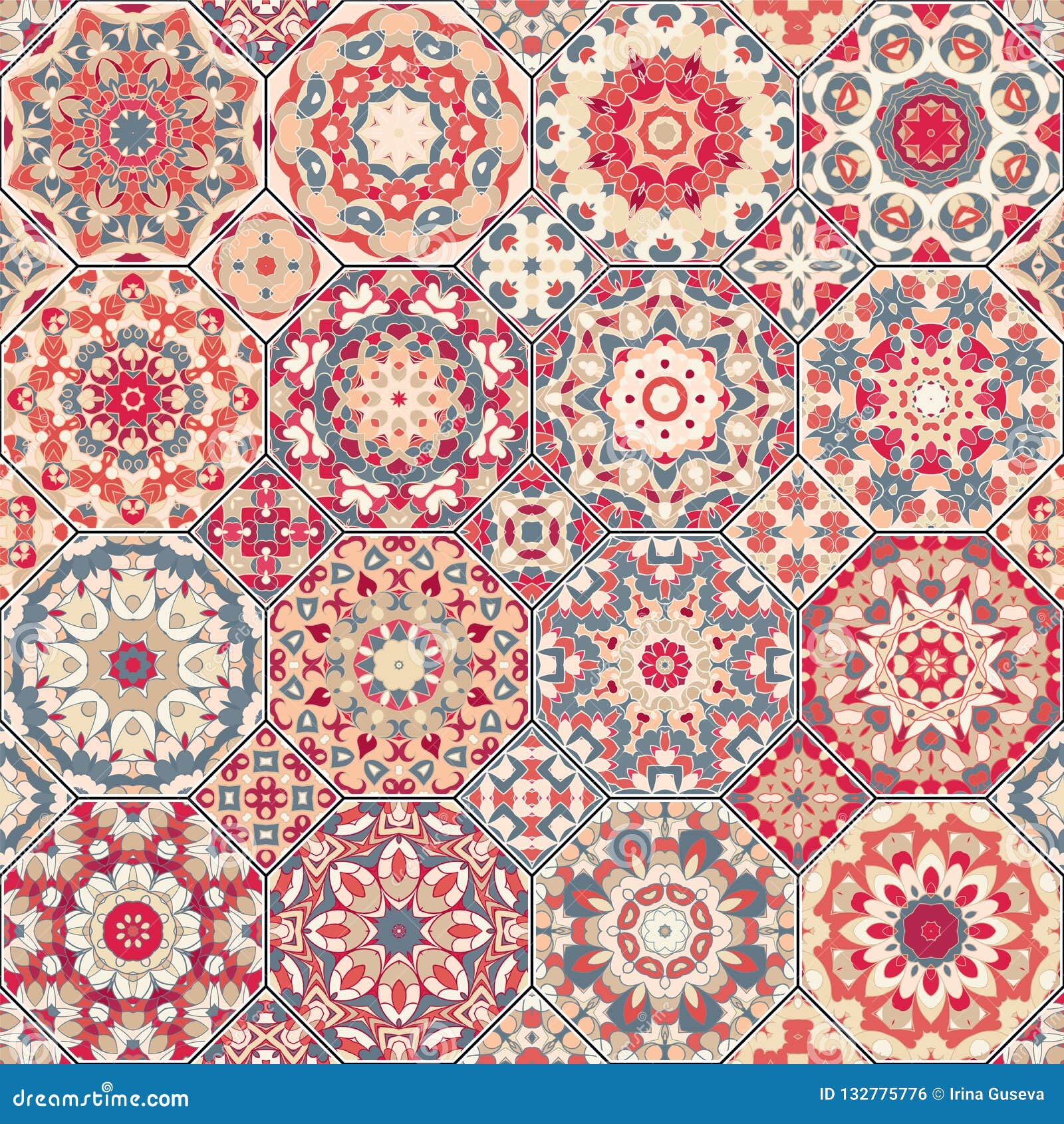 Set of Octagonal and Square Patterns Stock Vector - Illustration of ...