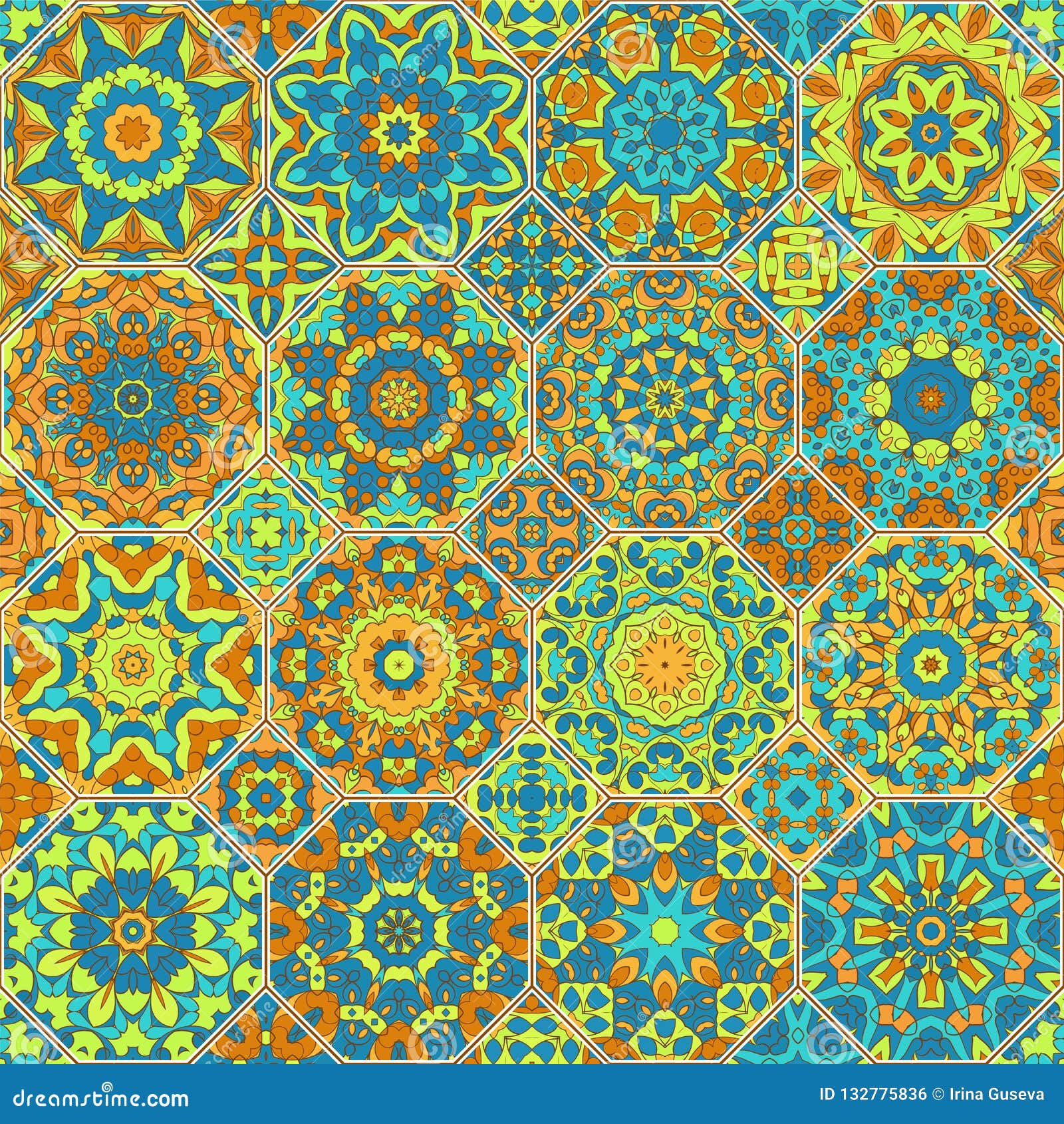 Set of Octagonal and Square Patterns Stock Vector - Illustration of ...