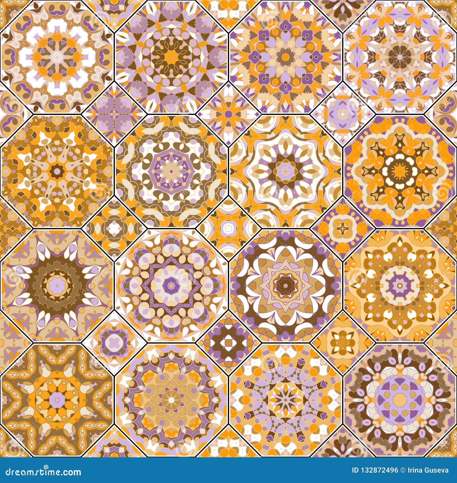 Set of Octagonal and Square Patterns Stock Vector - Illustration of ...