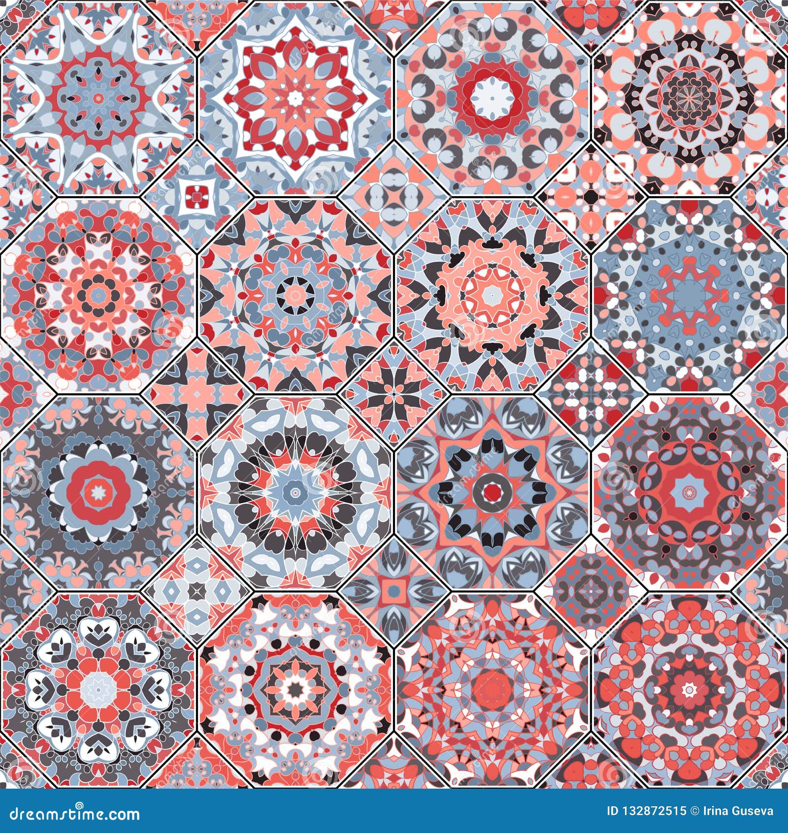 Set of Octagonal and Square Patterns Stock Vector - Illustration of ...