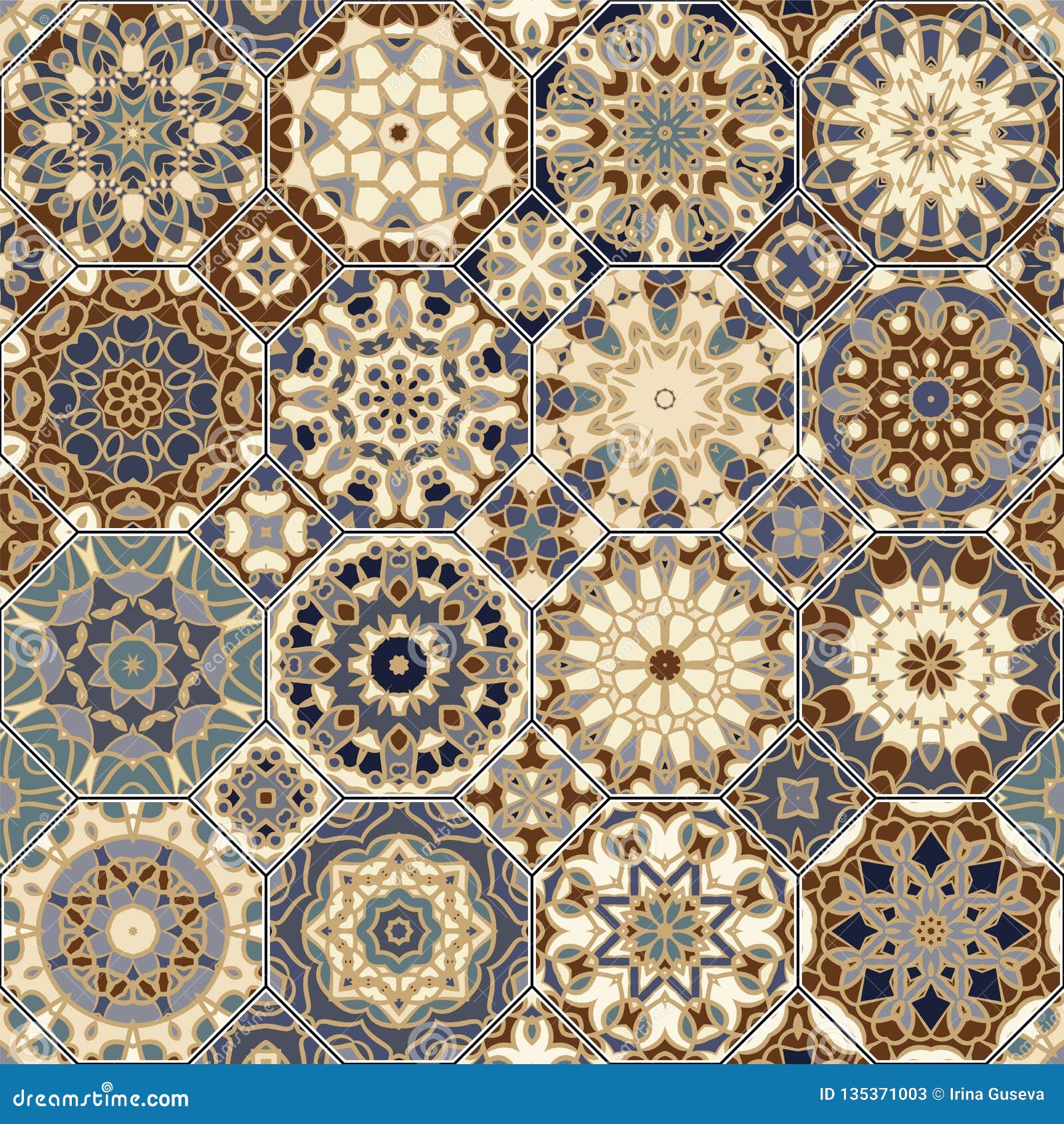 Set of Octagonal and Square Patterns Stock Vector - Illustration of ...