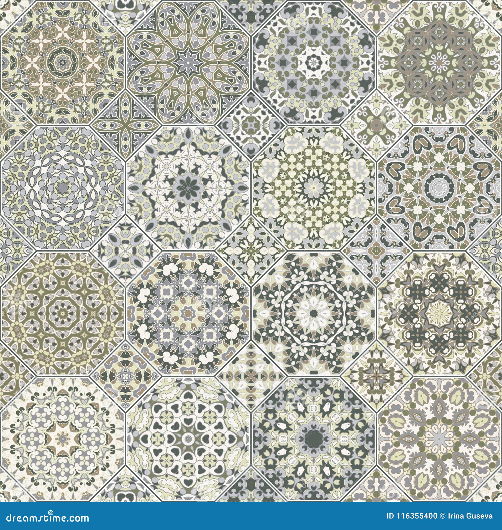 Set of Octagonal and Square Patterns. Stock Vector - Illustration of ...