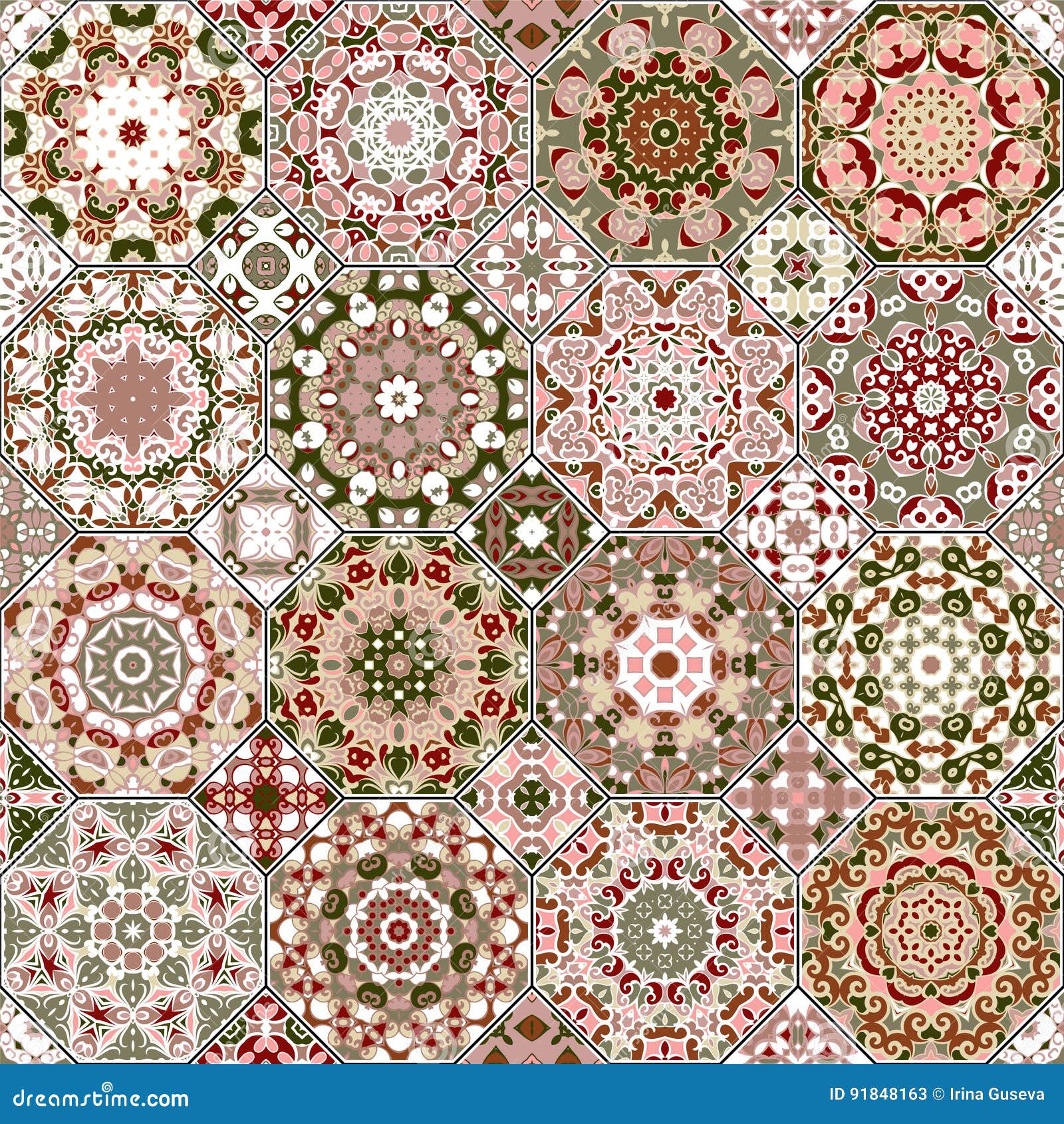 Set of Octagonal and Square Patterns. Stock Vector - Illustration of ...