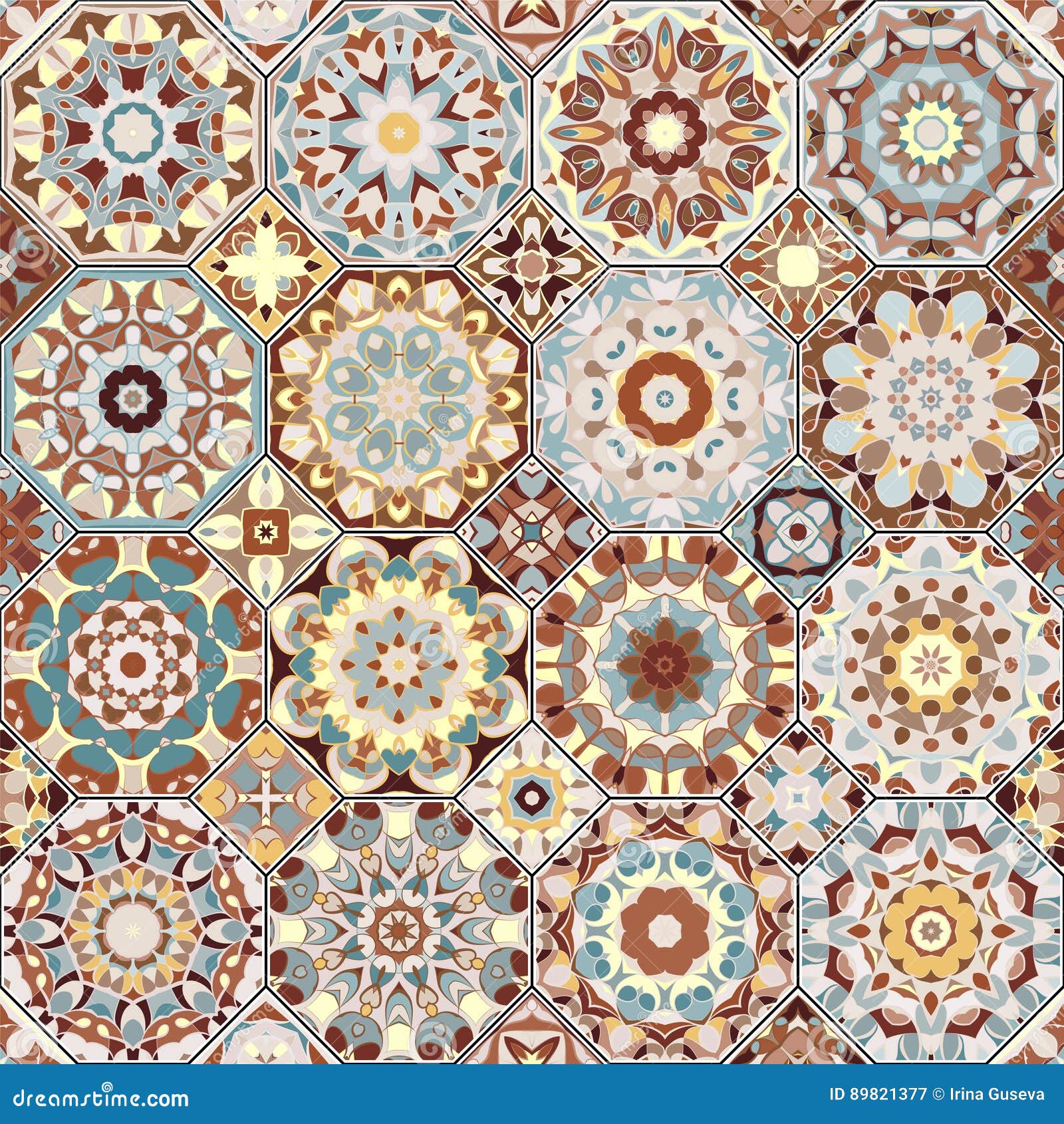 Set of Octagonal and Square Patterns. Stock Vector - Illustration of ...