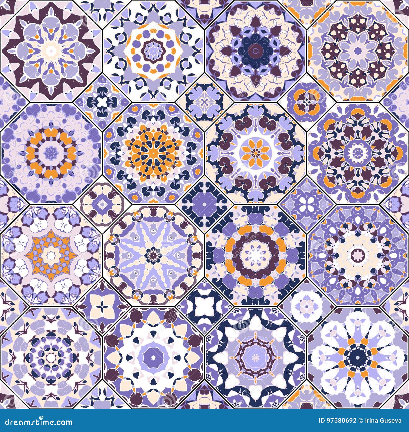 Set of Octagonal and Square Patterns. Stock Vector - Illustration of ...