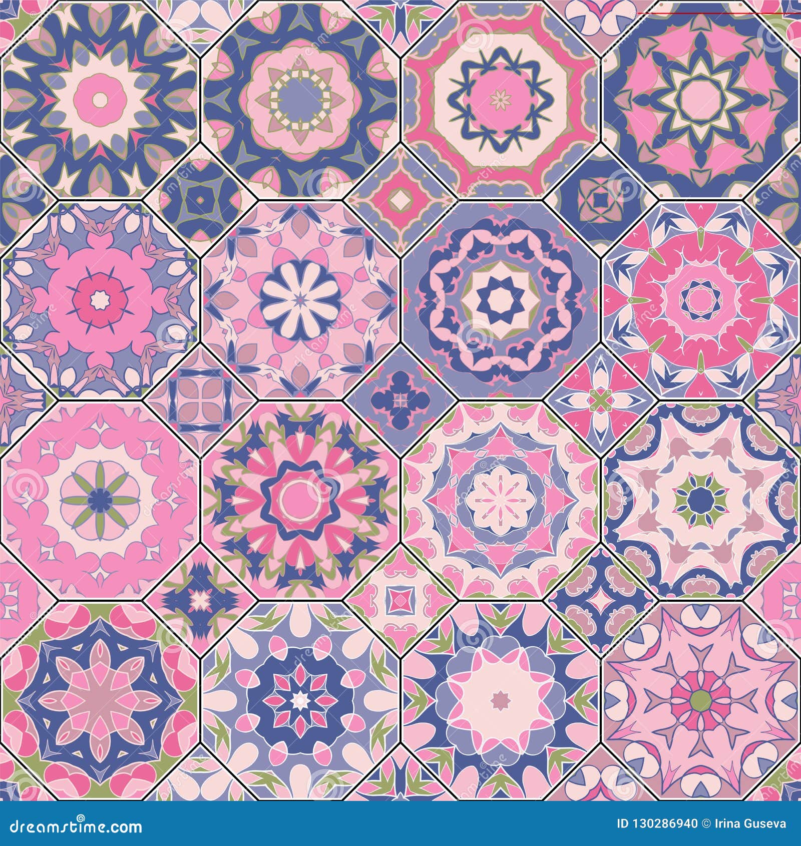 Set of Octagonal and Square Patterns. Stock Vector - Illustration of ...