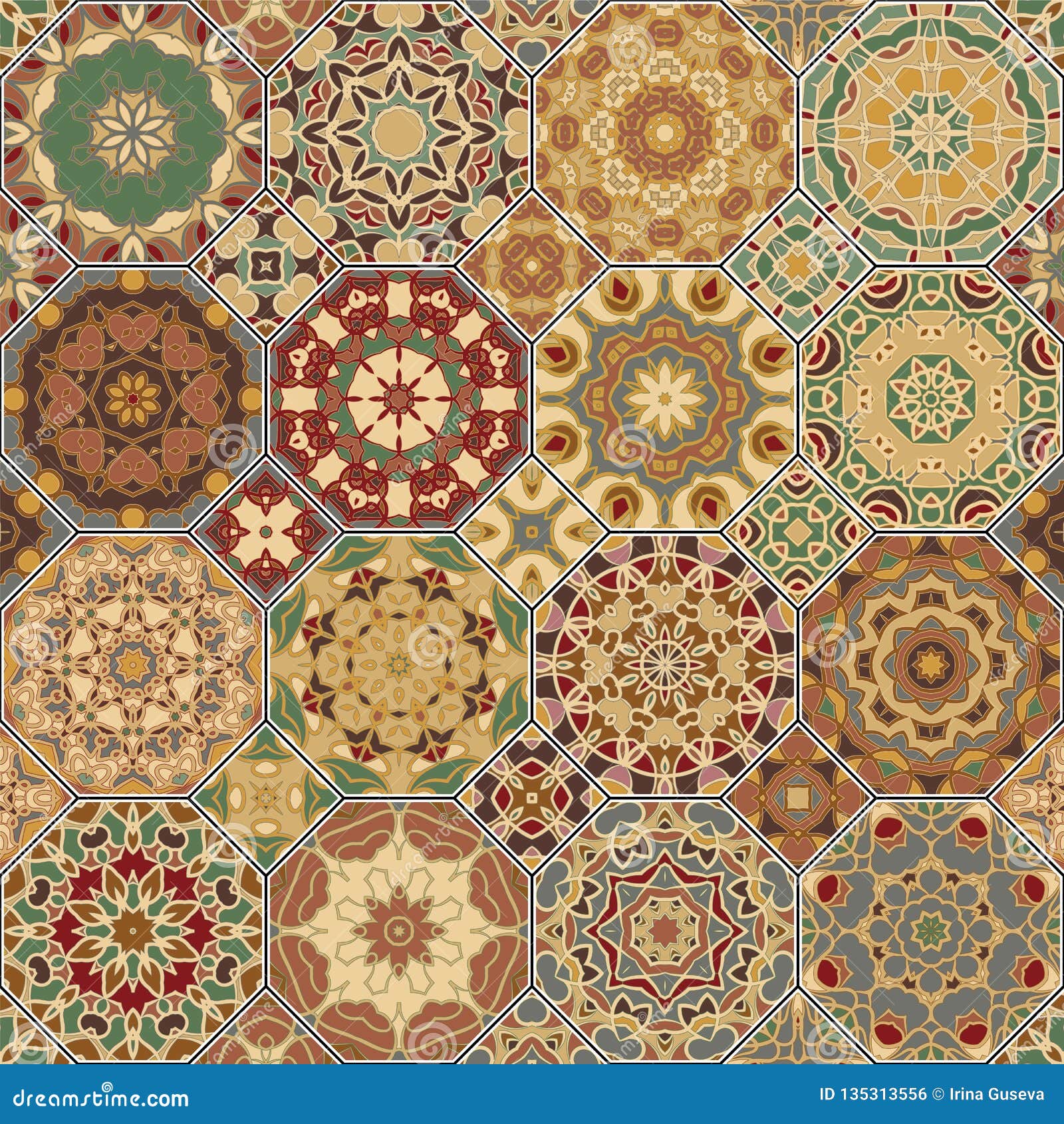 Set of Octagonal and Square Patterns Stock Vector - Illustration of ...