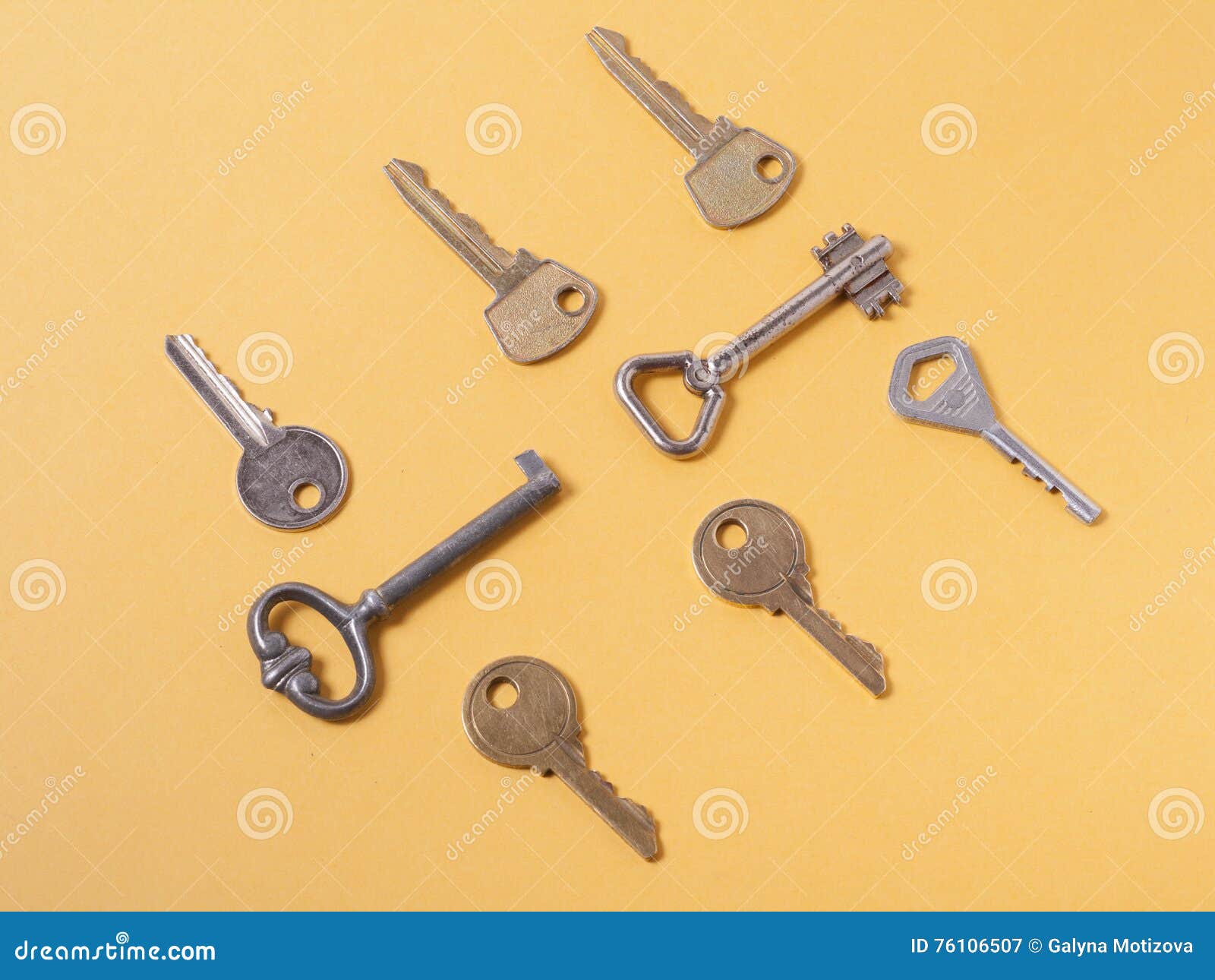 Set Od Assorted Different Keys on Wooden Background Stock Image - Image ...