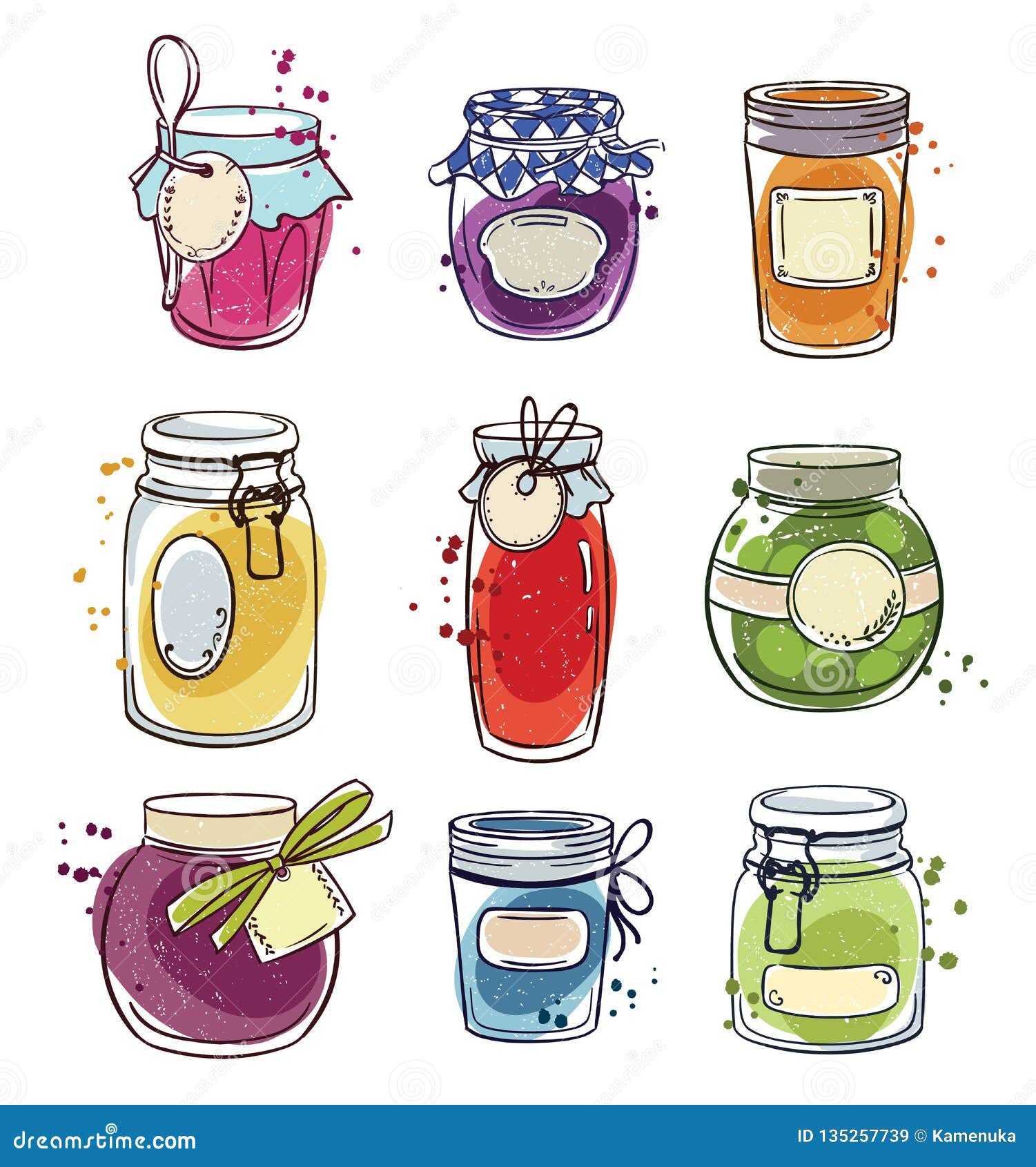 Set Od Hand Drawn Mason Jars with Jam, Vector Illustration Stock Vector ... Set Od Hand Drawn Mason Jars with Jam, Vector Illustration Stock Vector ...