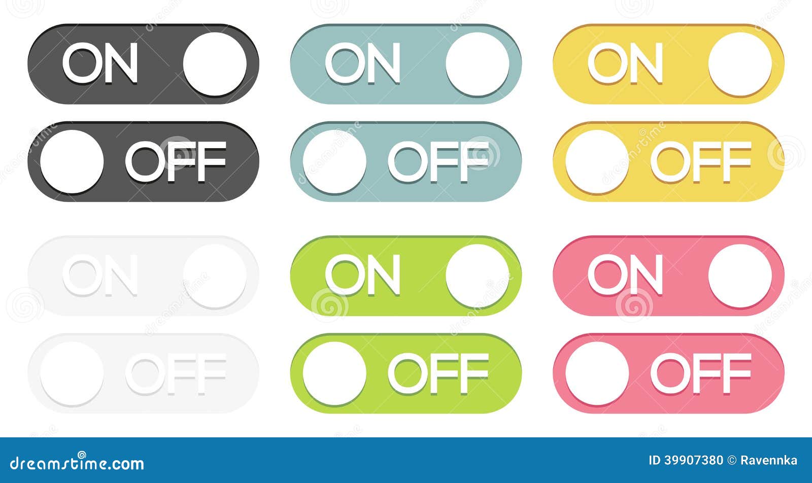 Set of on - off buttons stock vector. Illustration of element - 39907380