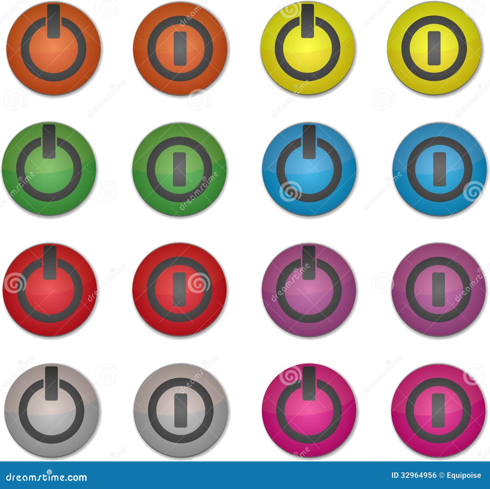 Set on/off colored buttons stock vector. Illustration of banner - 32964956