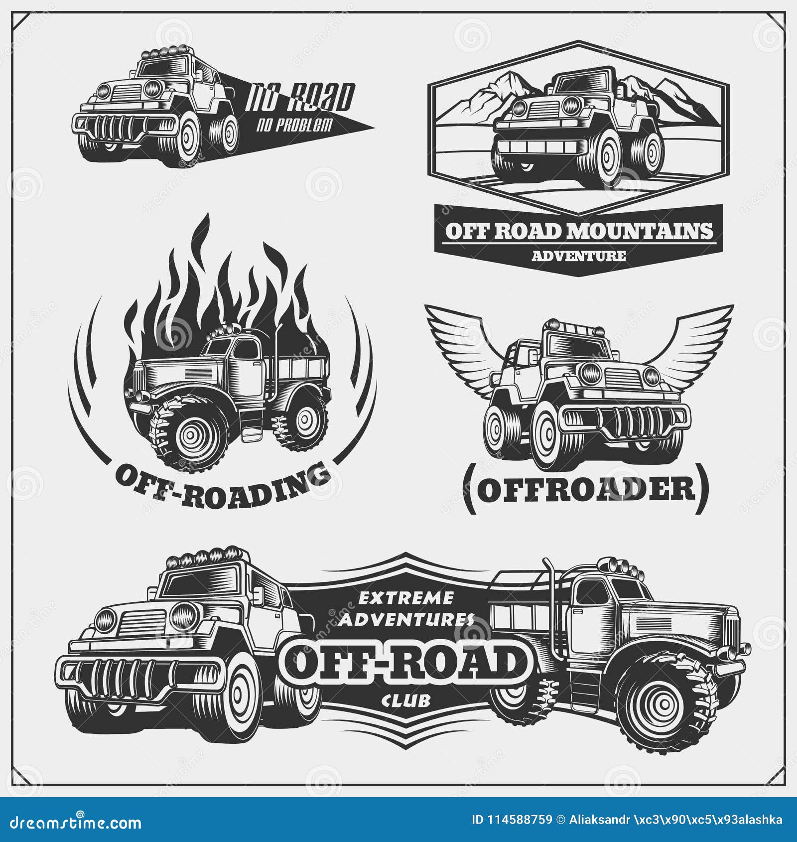 Set of Off-road Suv Car Labels, Badges and Design Elements. Safari ...