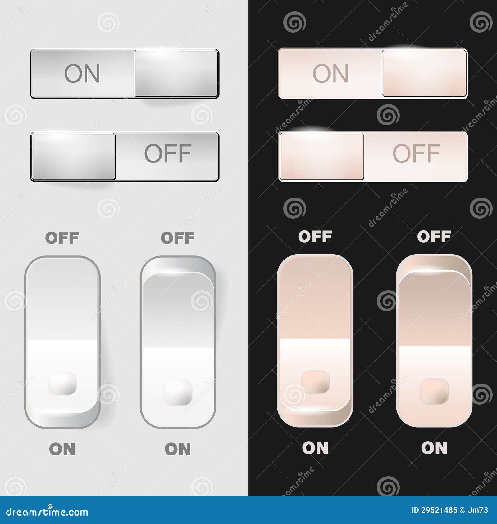 Set of on-OFF Switch Buttons Stock Vector - Illustration of gray ...