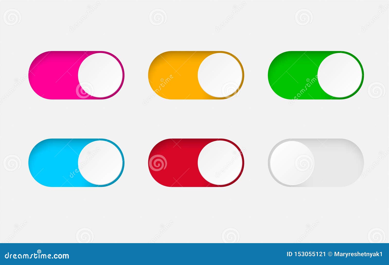 Set of on and Off Toggle Switch Buttons.Design Colorful Switch Buttons ...