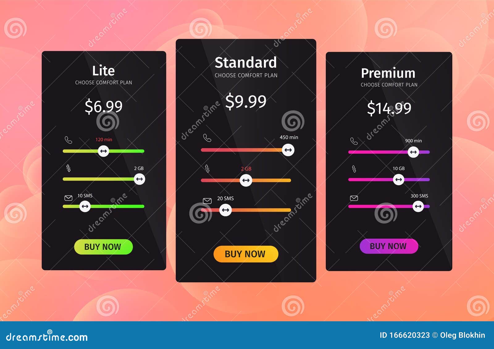 Set of the Offers Tariffs Plan Mobile Company. it is Easy To Choose a ...
