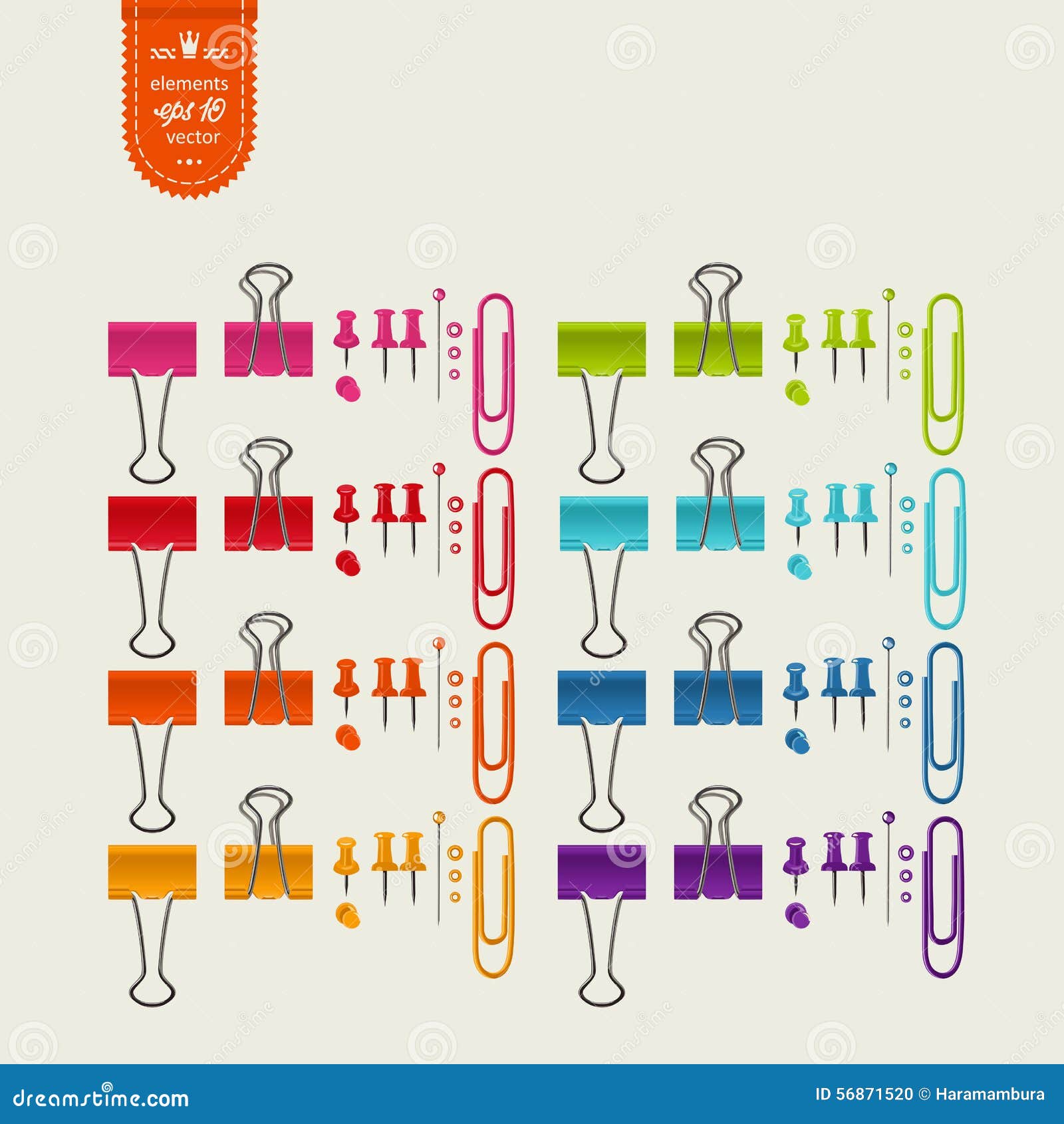 Set of a Office Accessories - Pins and Paper Clips Stock Vector ...