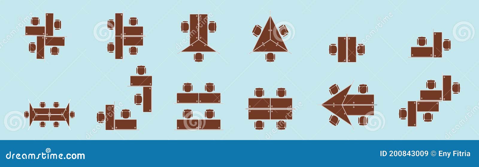 Set of Office Cubicles Cartoon Icon Design Template with Various Models ...
