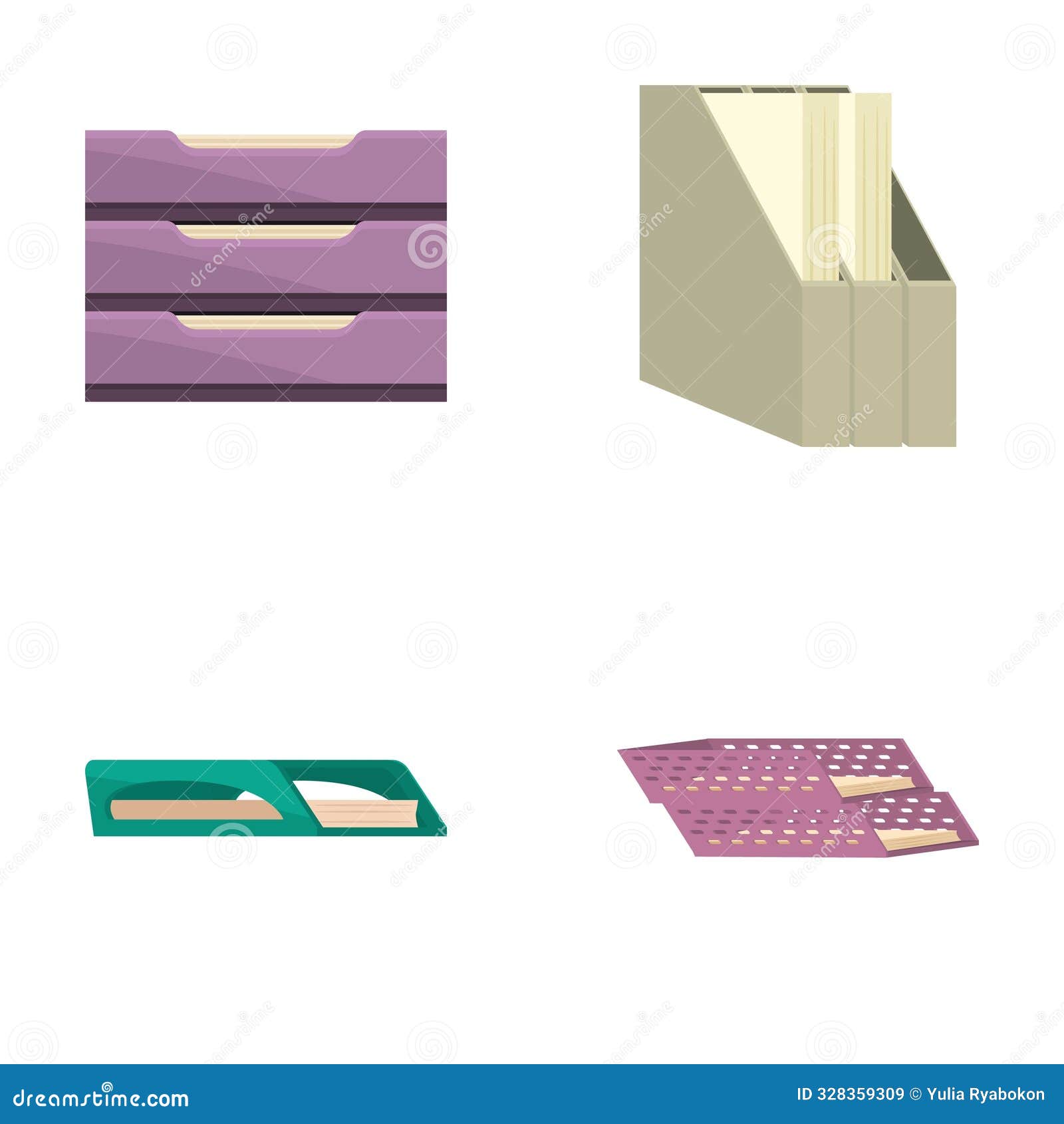 Set of Office Document Storage Solutions Icons Stock Illustration ...