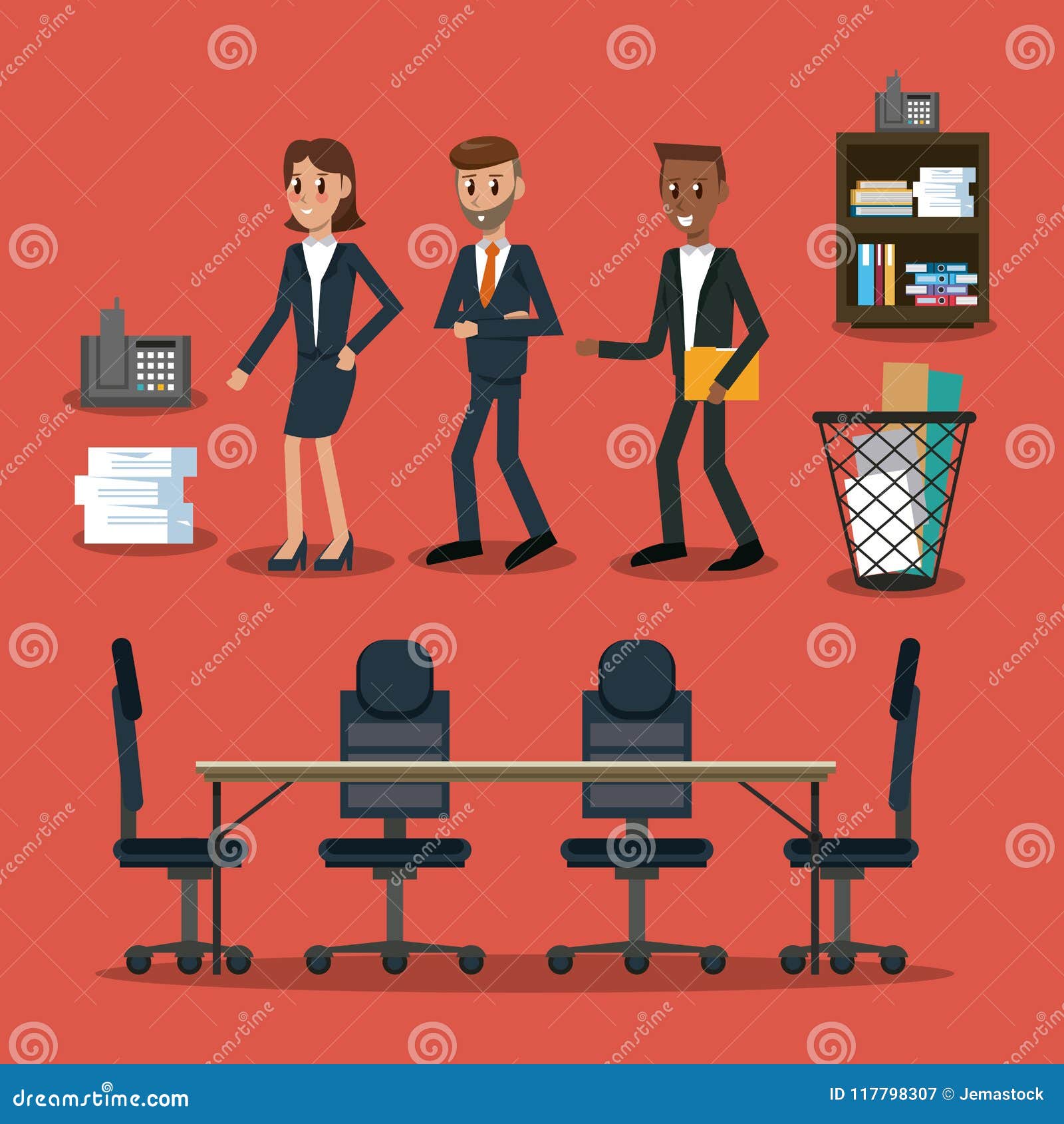 Set of office elements stock vector. Illustration of technology - 117798307