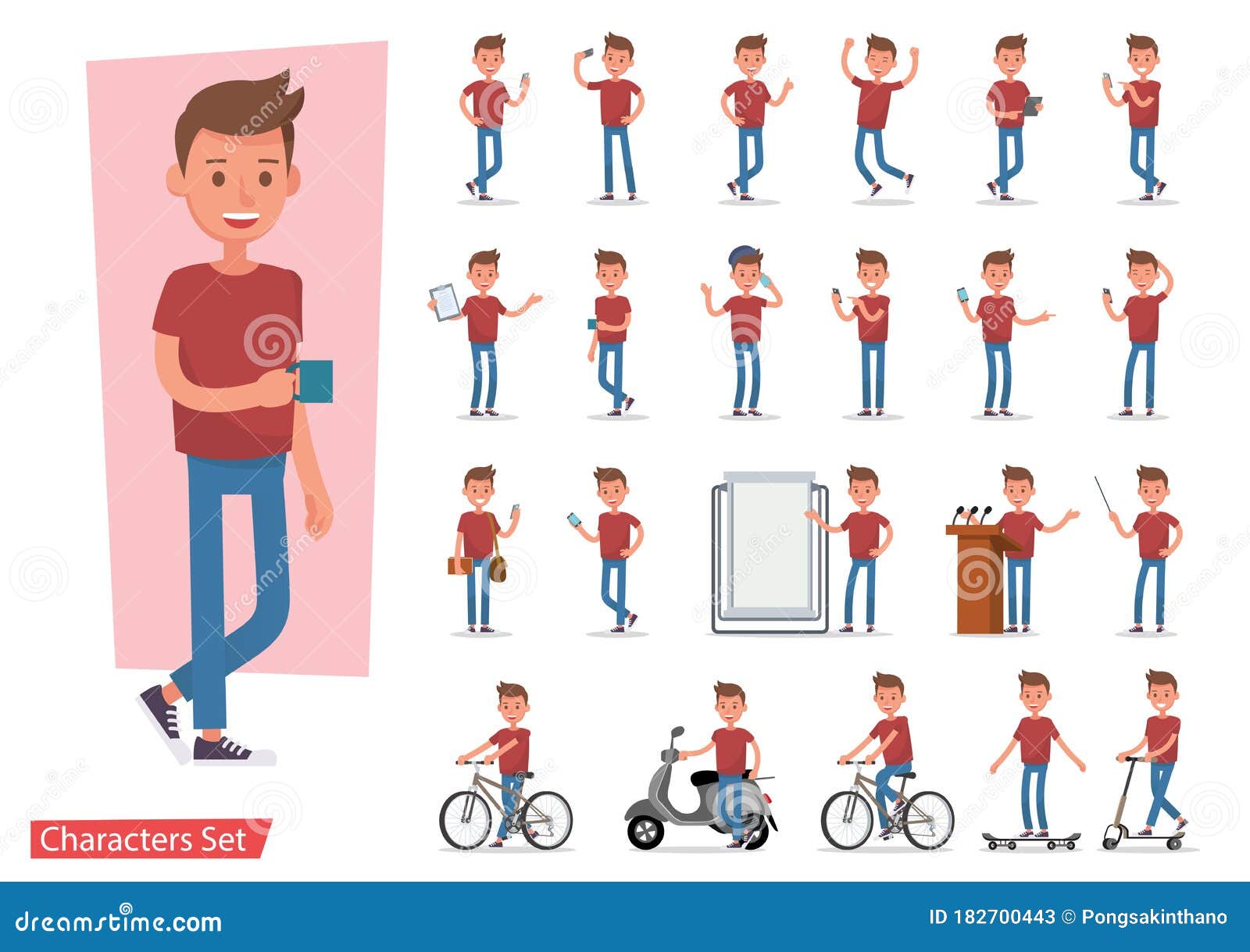 Set of Office Man Worker Character Vector Design. Presentation in ...