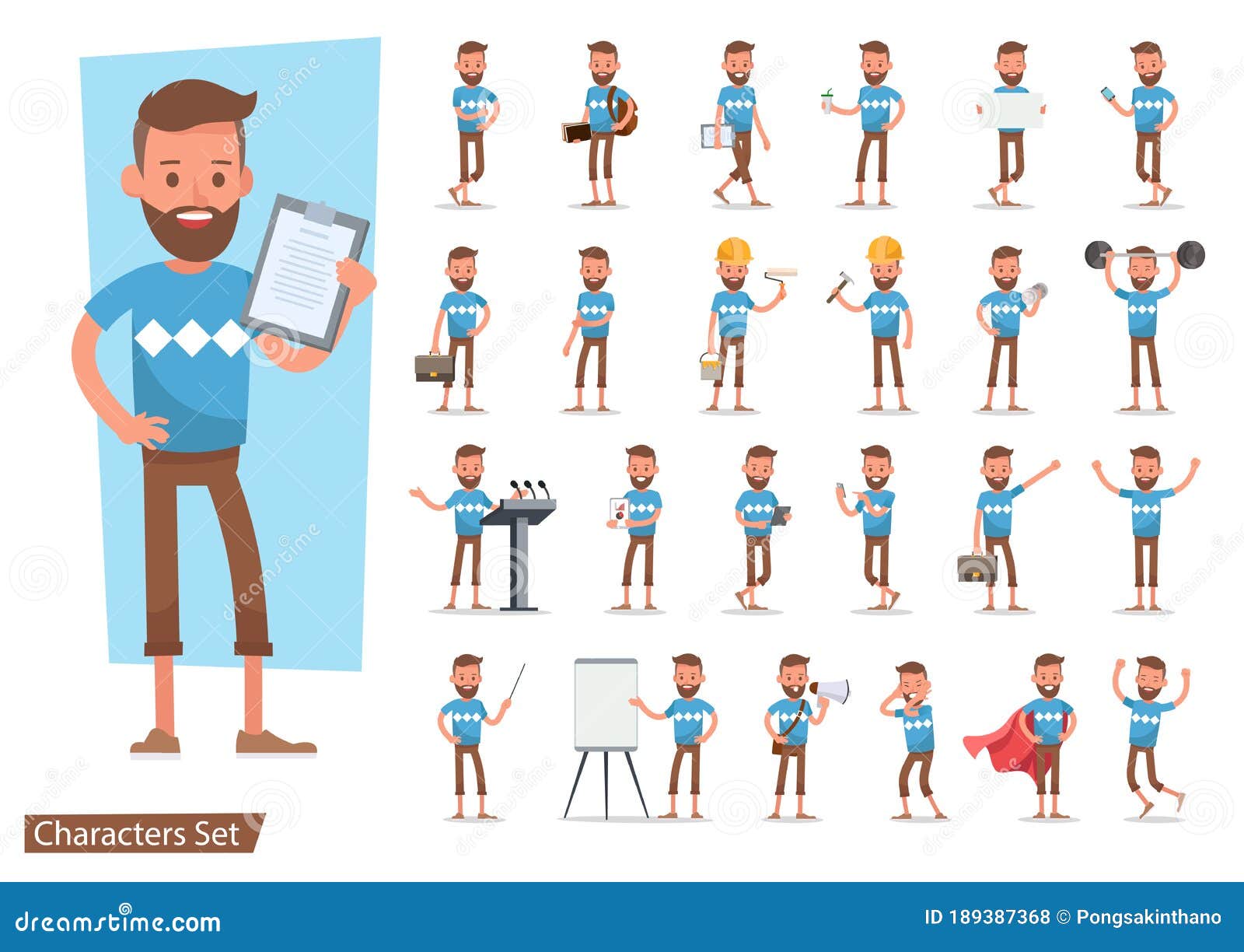 Set of Office Man Worker Character Vector Design. Presentation in ...