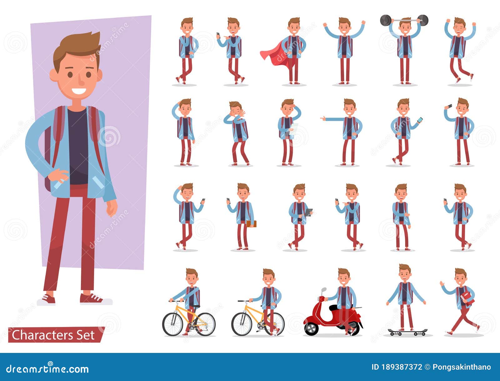 Set of Office Man Worker Character Vector Design. Presentation in ...