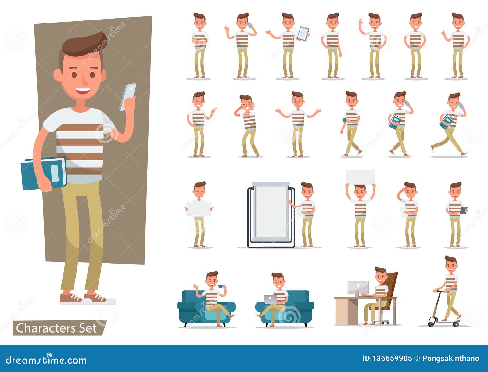 Set of Office Man Worker Character Vector Design Stock Vector ...