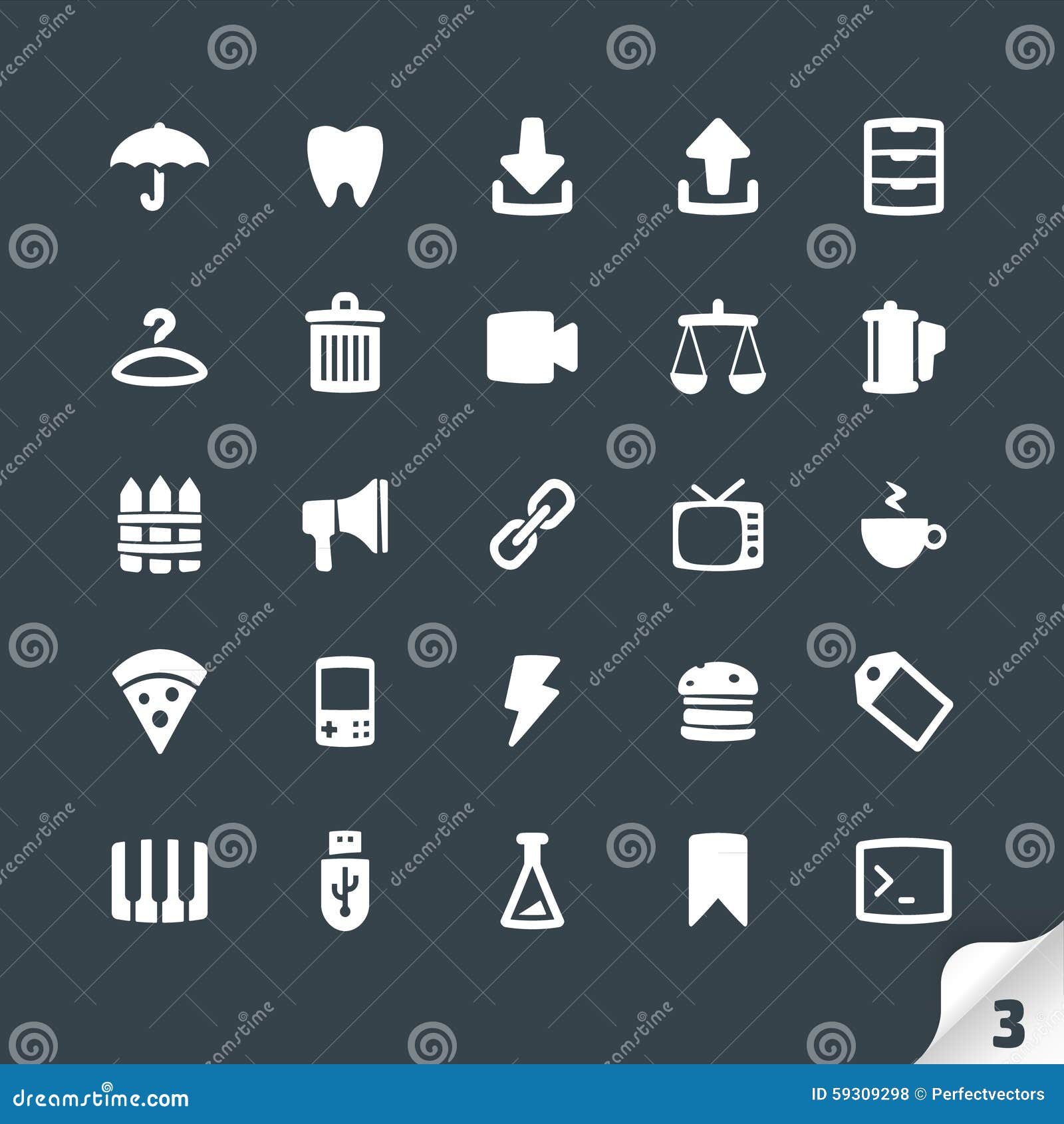 Set of Office and Media Icons Stock Vector - Illustration of fastfood ...