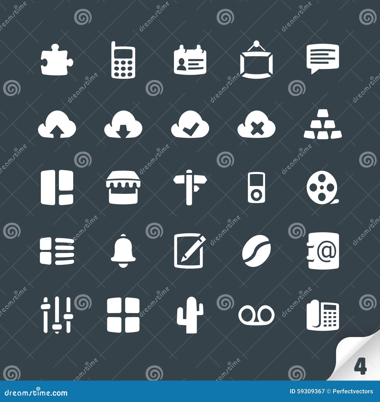 Set of Office and Media Icons Stock Vector - Illustration of interface ...
