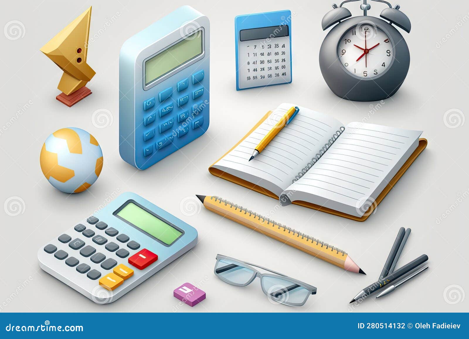 Set of Office Objects on a White Background Stock Illustration ...