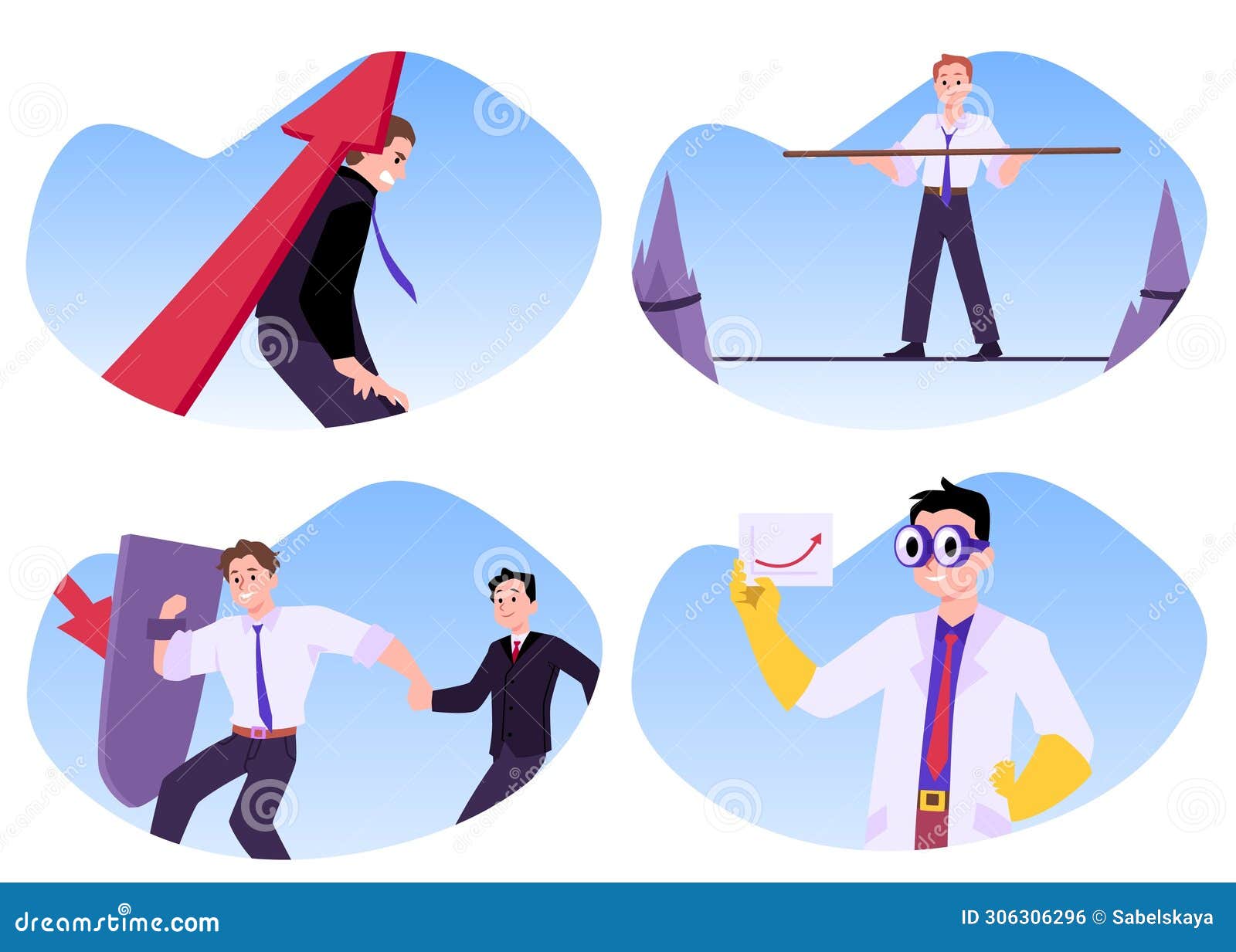 Set of Office People Solving Work Problems Flat Style, Vector ...
