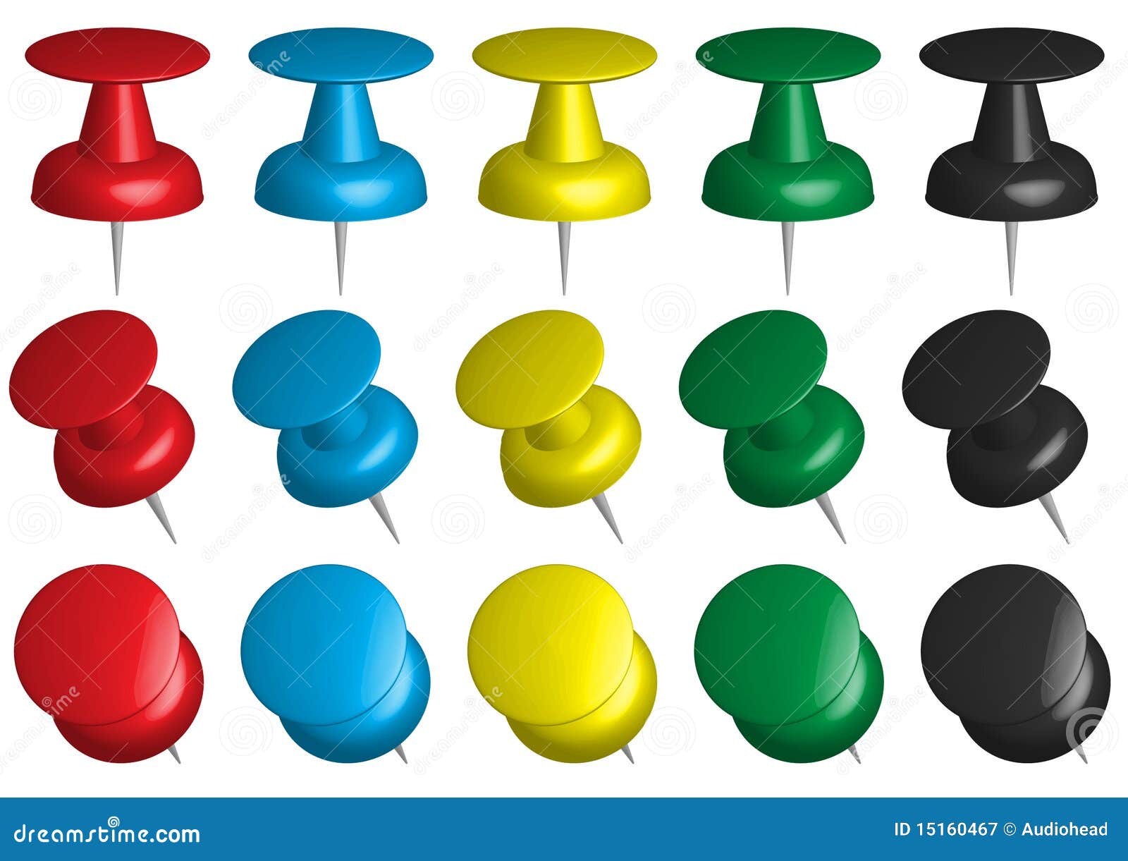 Set of Office Pins stock vector. Illustration of attach - 15160467