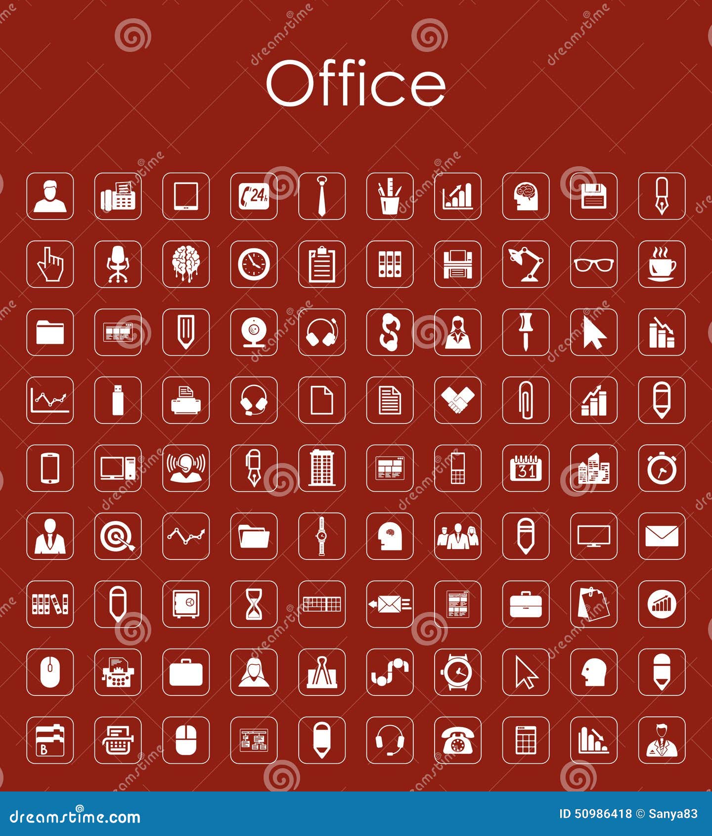 Set of office simple icons stock vector. Illustration of flat - 50986418