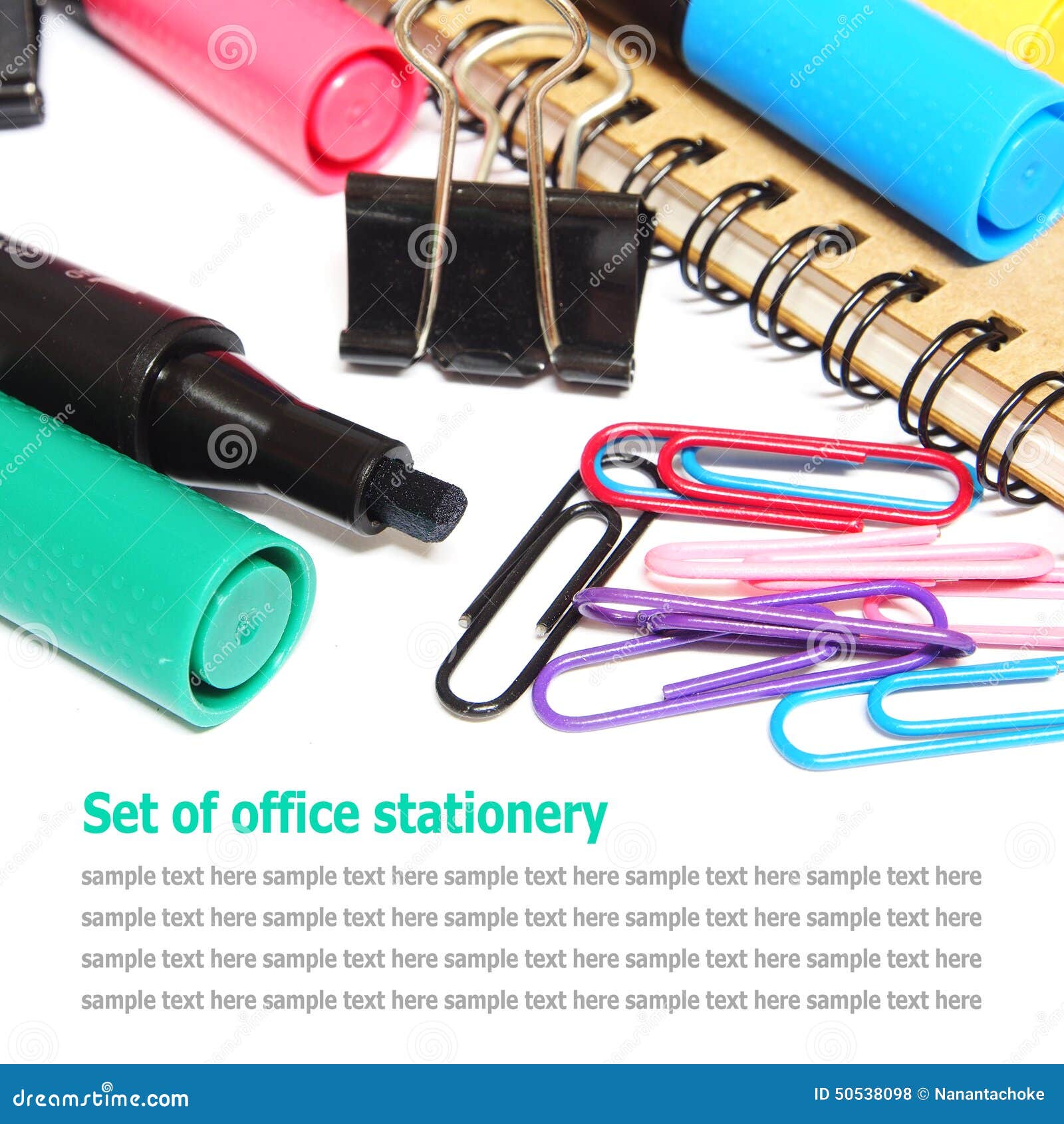 Set of Office Stationery Isolated on White Stock Photo - Image of ...