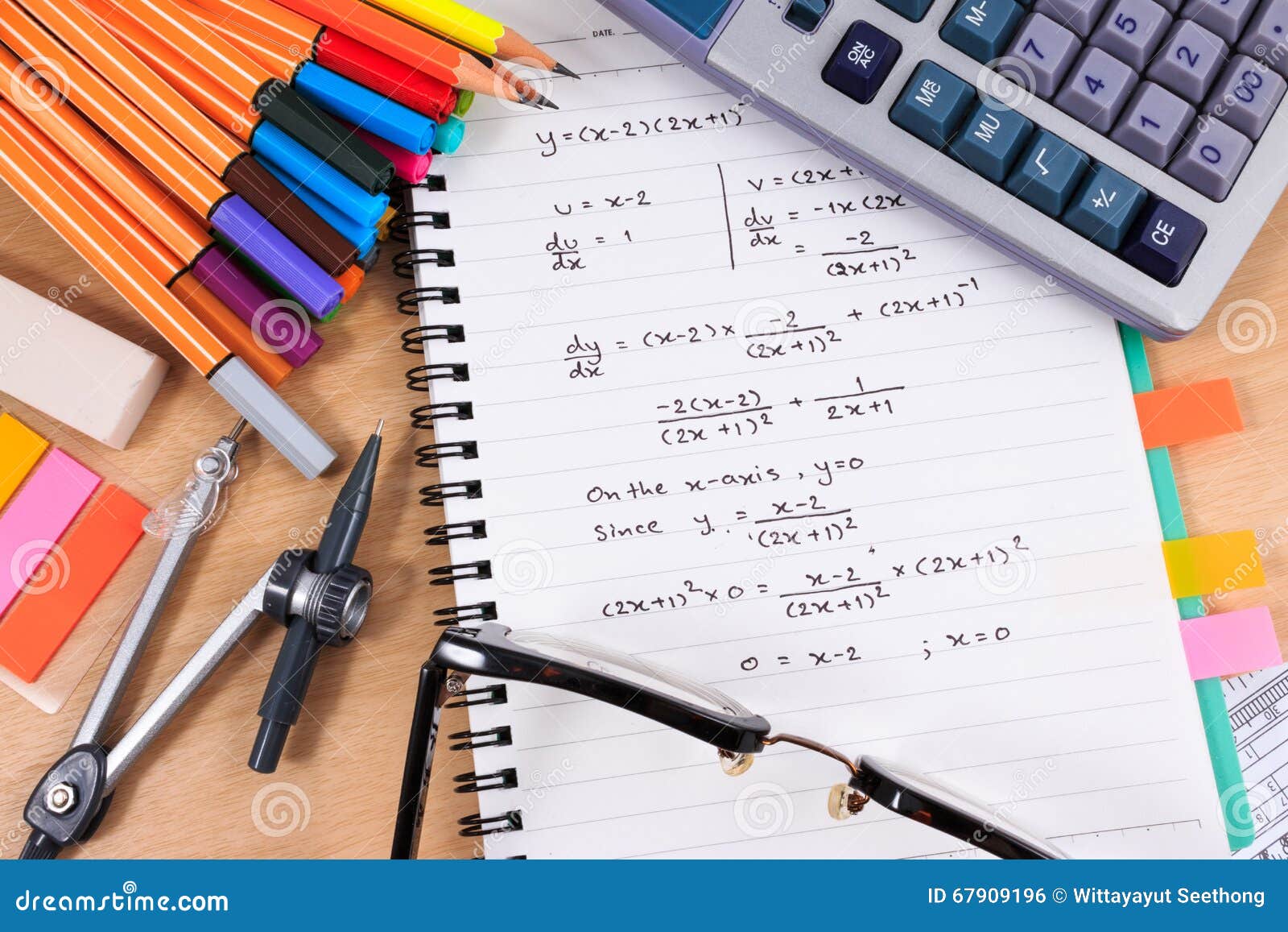 Set of Office Stationery or Math Supplies. Stock Photo - Image of clip ...