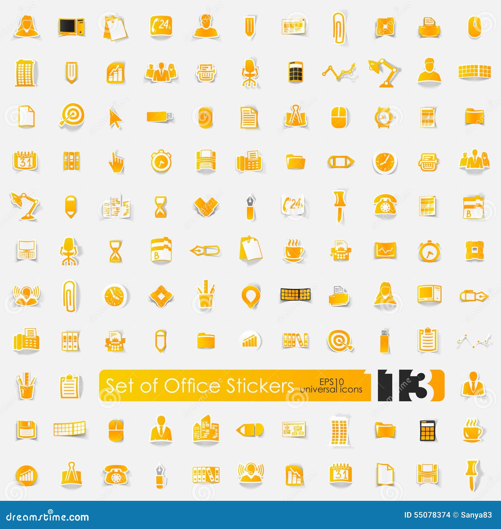 Set of office stickers stock vector. Illustration of person - 55078374