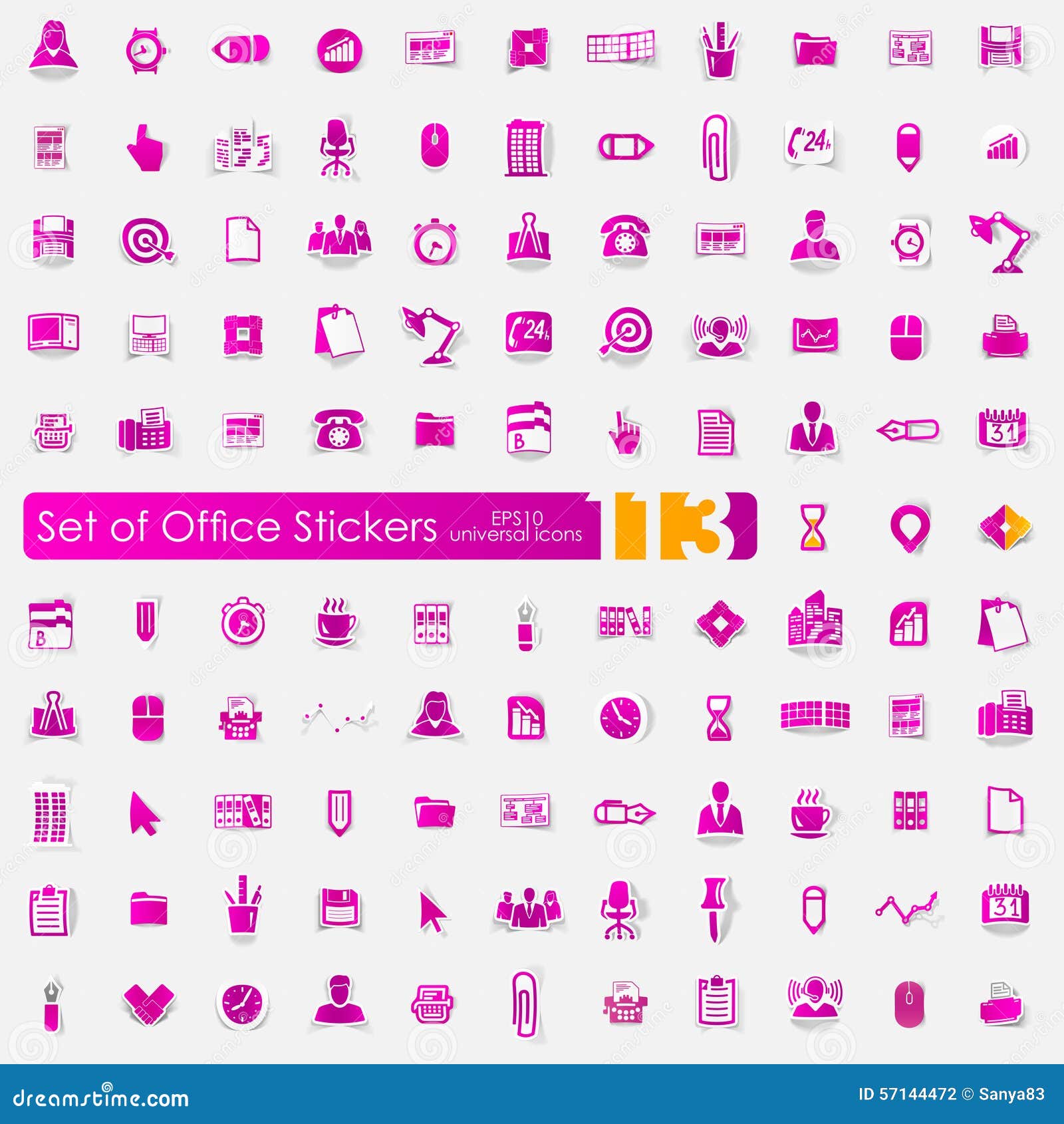 Set of office stickers stock vector. Illustration of preview - 57144472