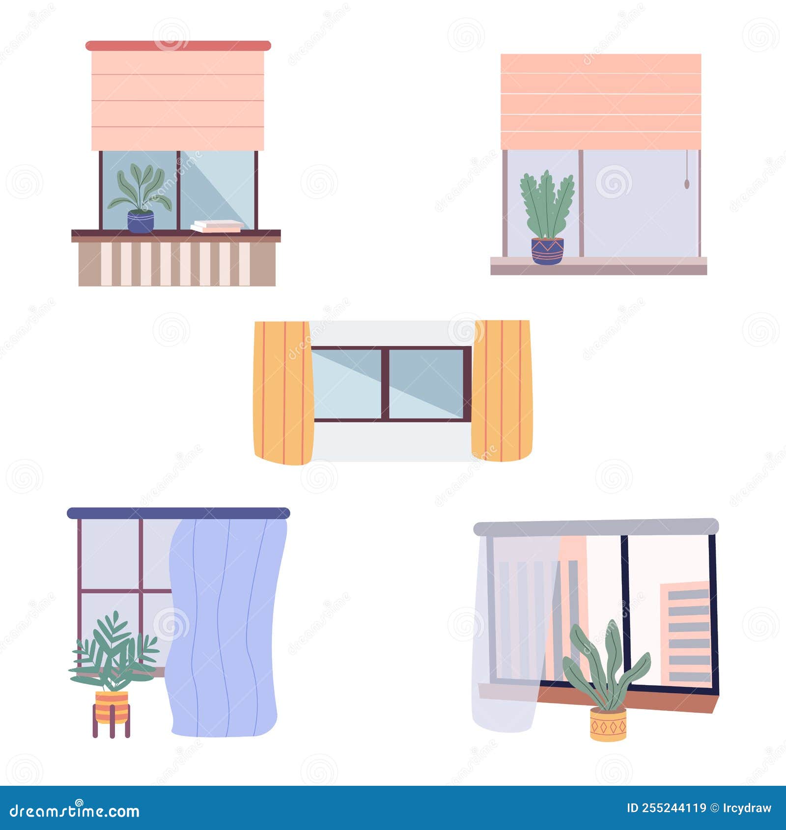 Set of Office Windows in the Interior Stock Vector - Illustration of ...