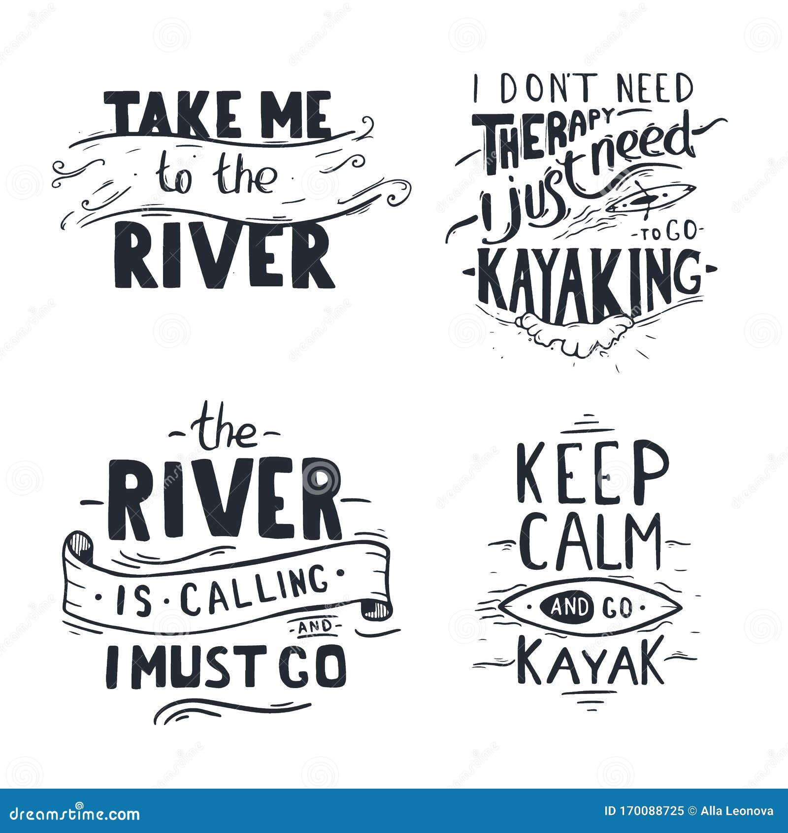 Set OfLettering of Kayaking Quotes. Rafting Banner. Vector Illustration ...