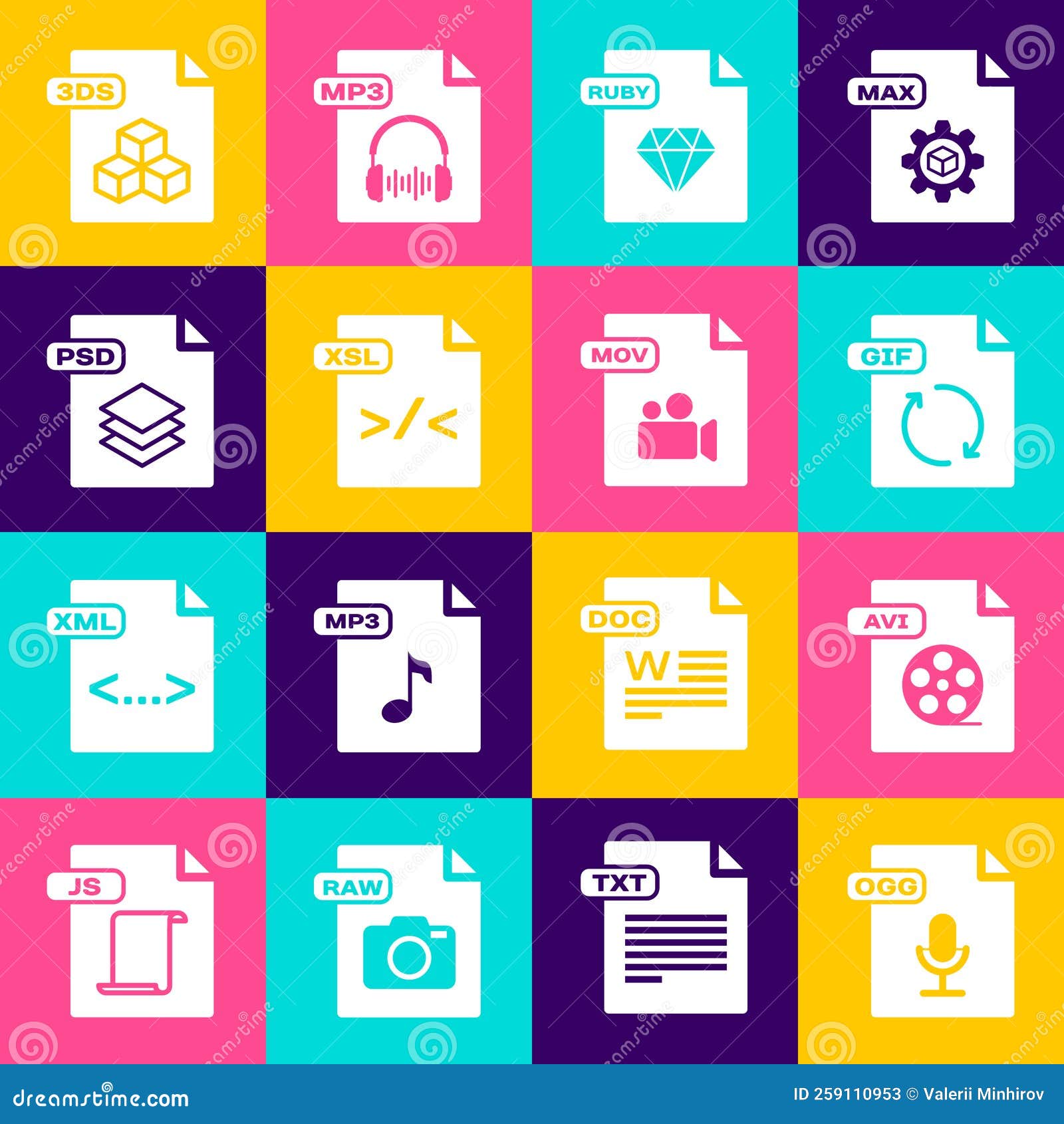 Set Ogg File Document Avi Gif Ruby Xsl Psd 3ds E Icono Mov. Vector ... Set Ogg File Document Avi Gif Ruby Xsl Psd 3ds E Icono Mov. Vector ...