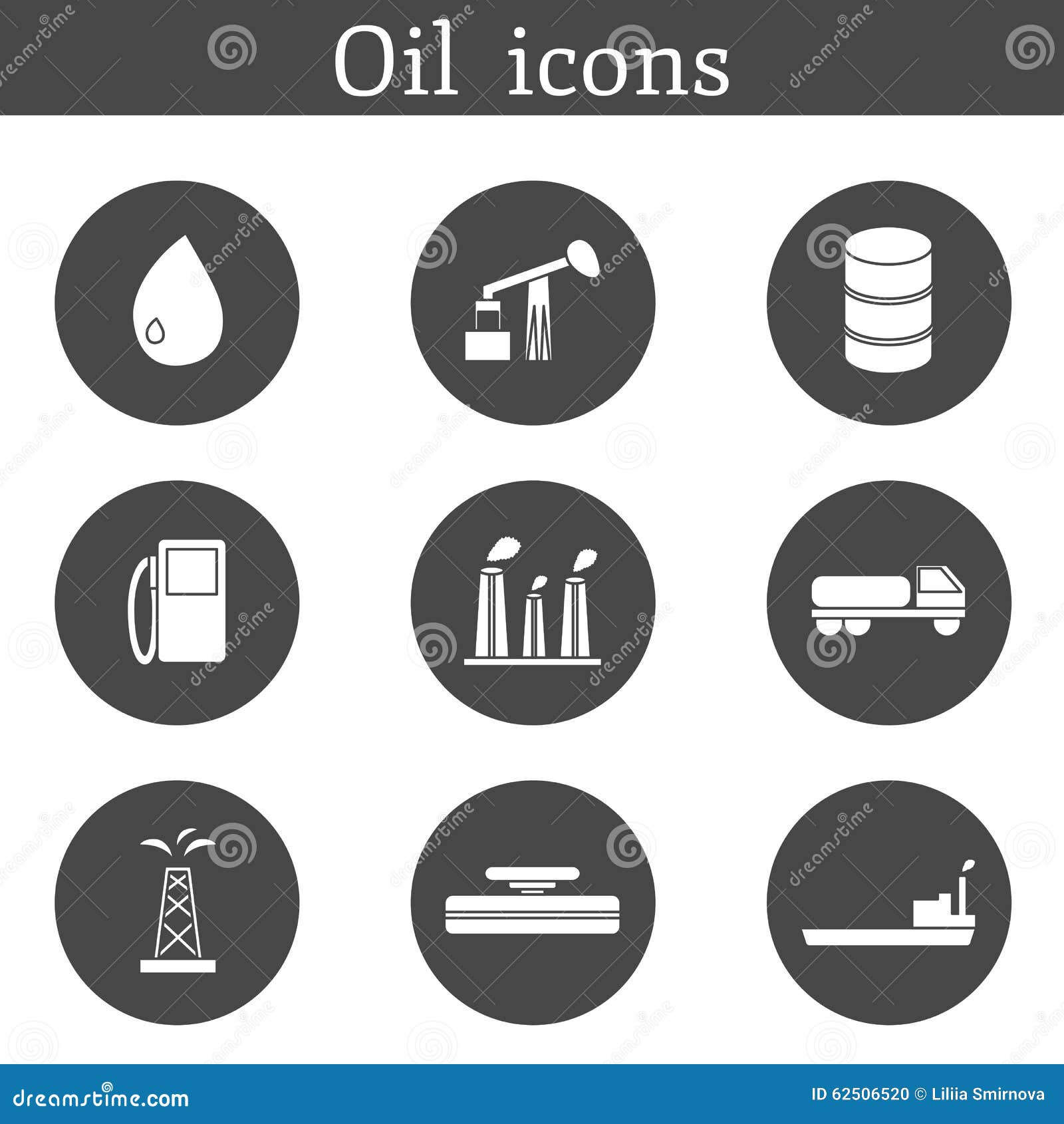 Set of oil icons stock vector. Illustration of ship, black - 62506520