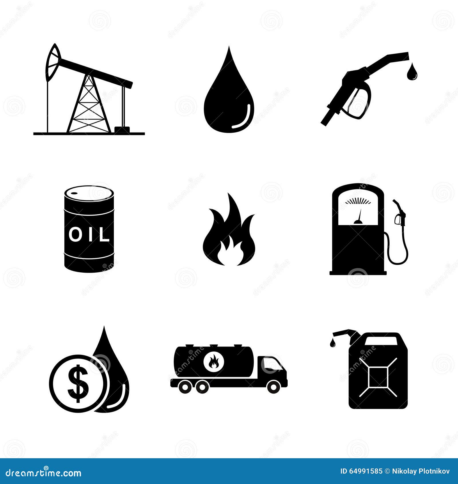 Set of Oil Icons and Signs on White Background Stock Vector ...