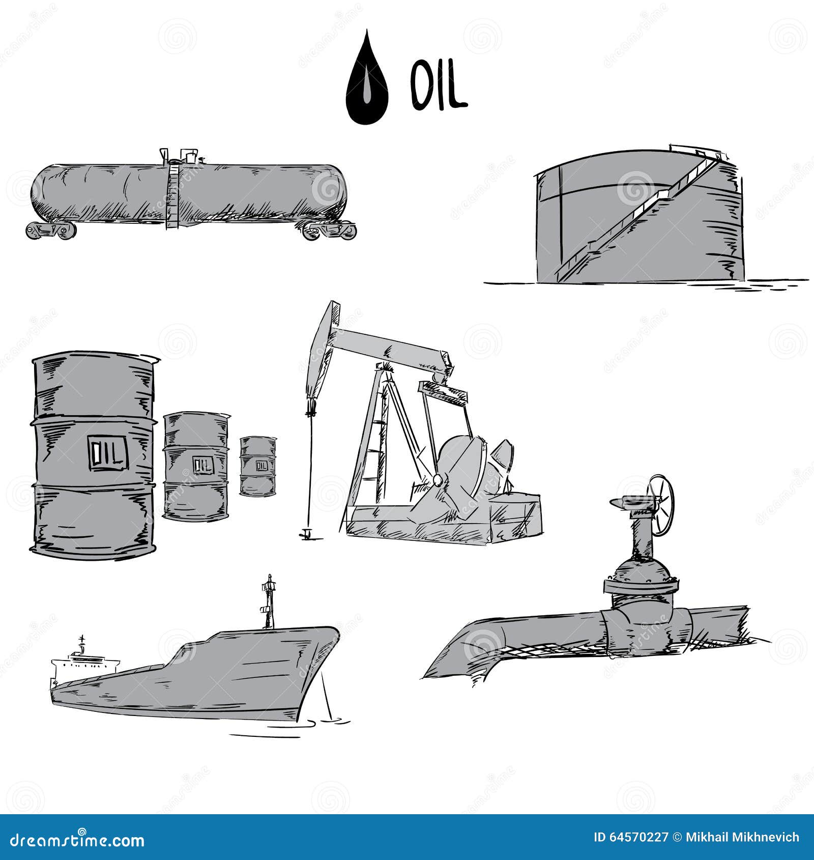 Set of Oil Industry Objects Stock Vector - Illustration of tank, drop ...