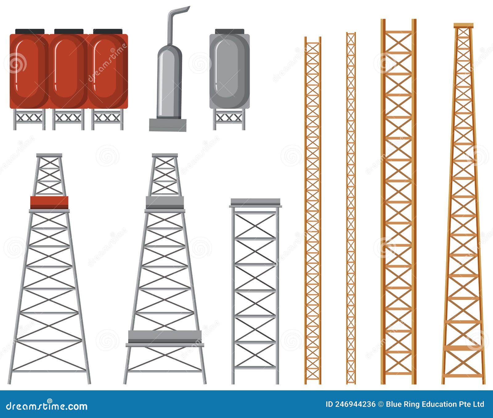 Set of Oil Industry Objects Stock Vector - Illustration of isolated ...