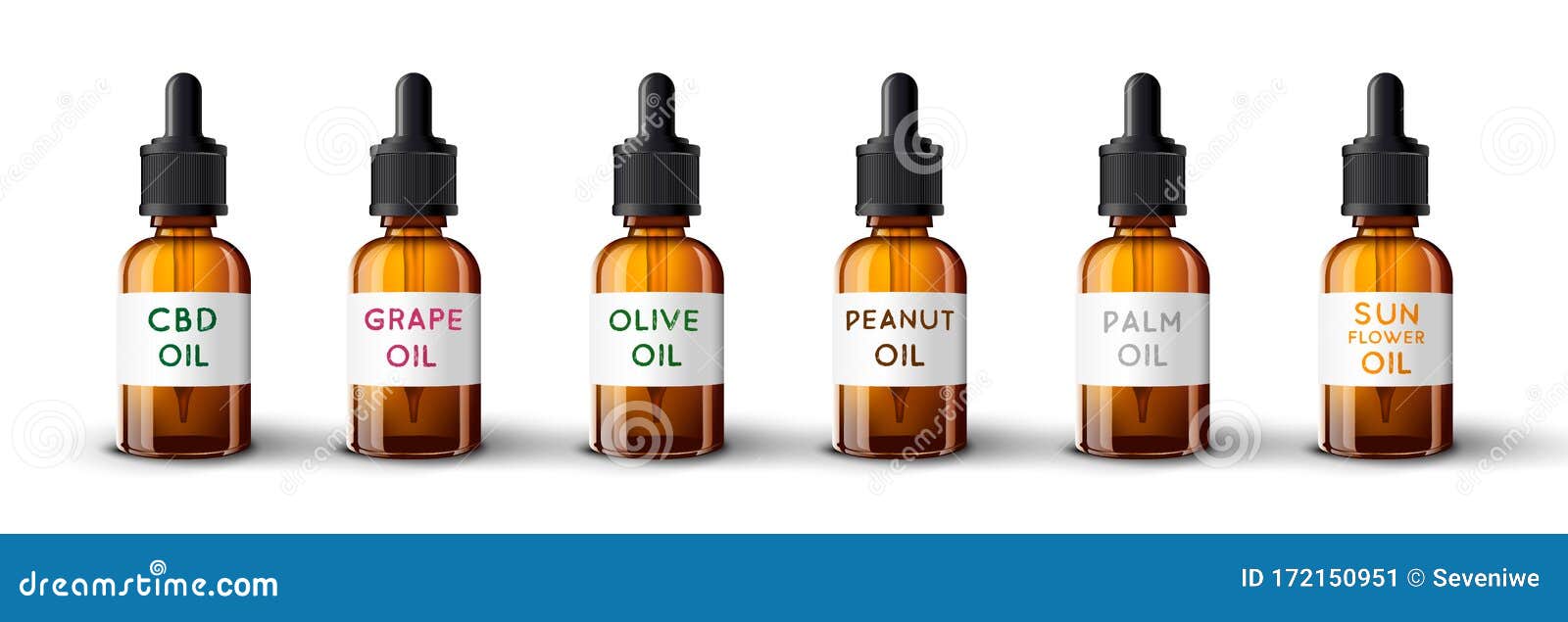 Set of Oils Realistic 3d Glass Oil Bottles with Oil Names. Stock Vector ...